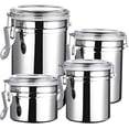 Jioakfa Set Of 4 Stainless Steel Canisters, Airtight Food Storage ...