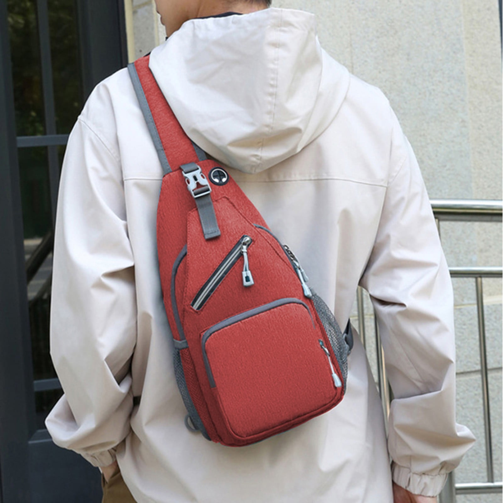 Jioakfa Sling Bag With Adjustable Shoulder Strap Multiple Pockets ...