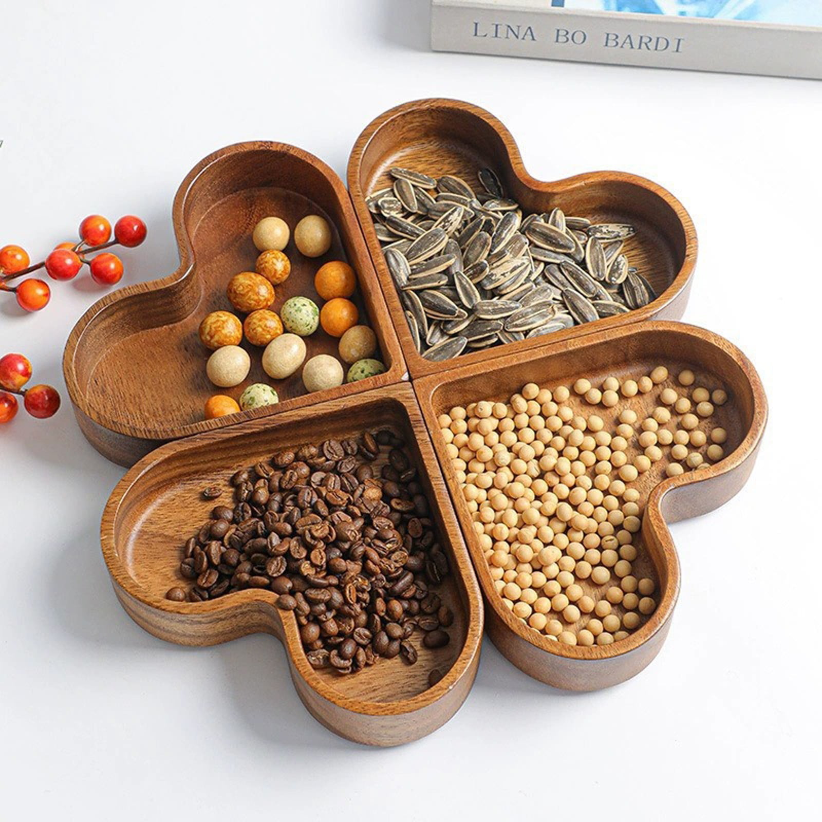 Jioakfa Stackable Dried Fruit Box Nut Solid Wood Tray Inventive Color ...