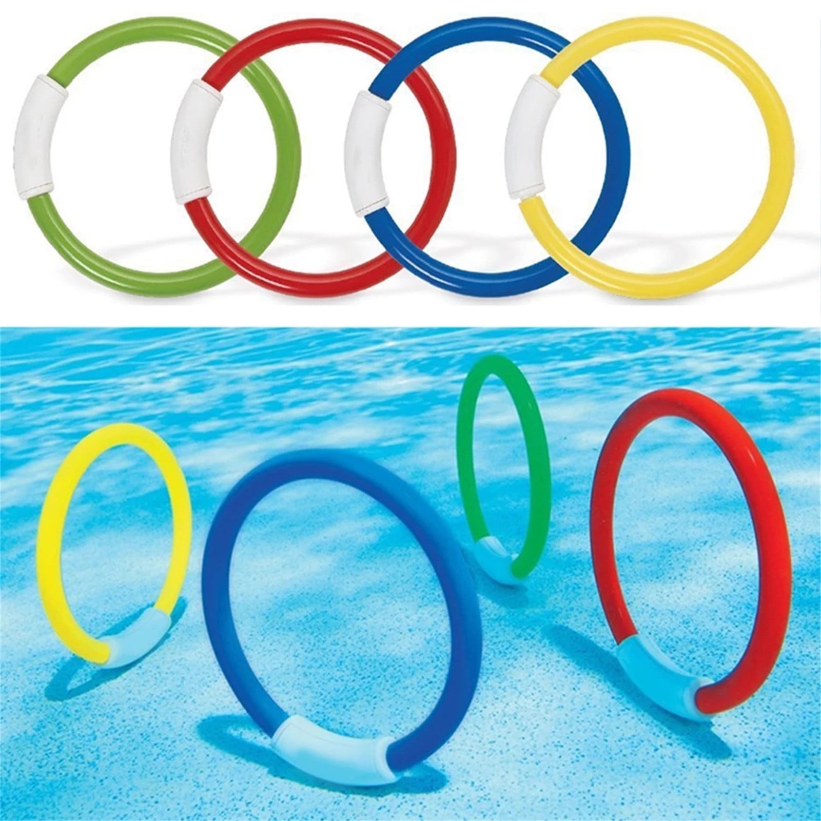 Jioakfa Swimming Accessories 4Pcs Dive Rings Pool Toys,Underwater Training Swimming Diving Toy ...