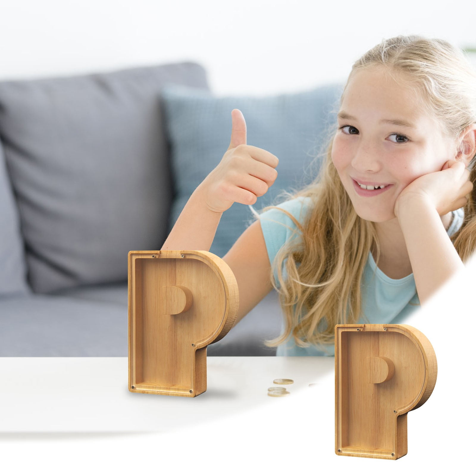 Jioakfa Wooden English Letter Savings Can Transparent Glass Savings Can P - Walmart.com