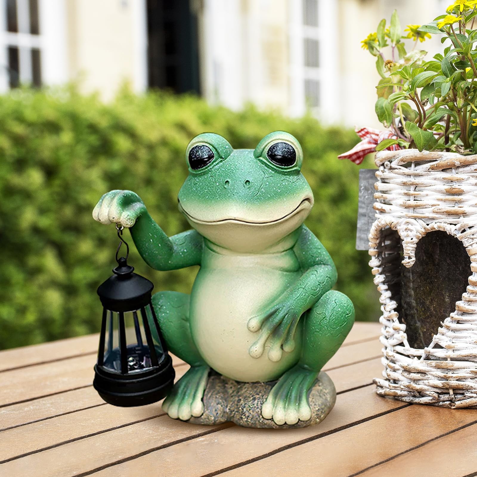 Jiodaueyu Frog Solar Garden IFF17 Outdoor Statues,Resin Garden Frog ...