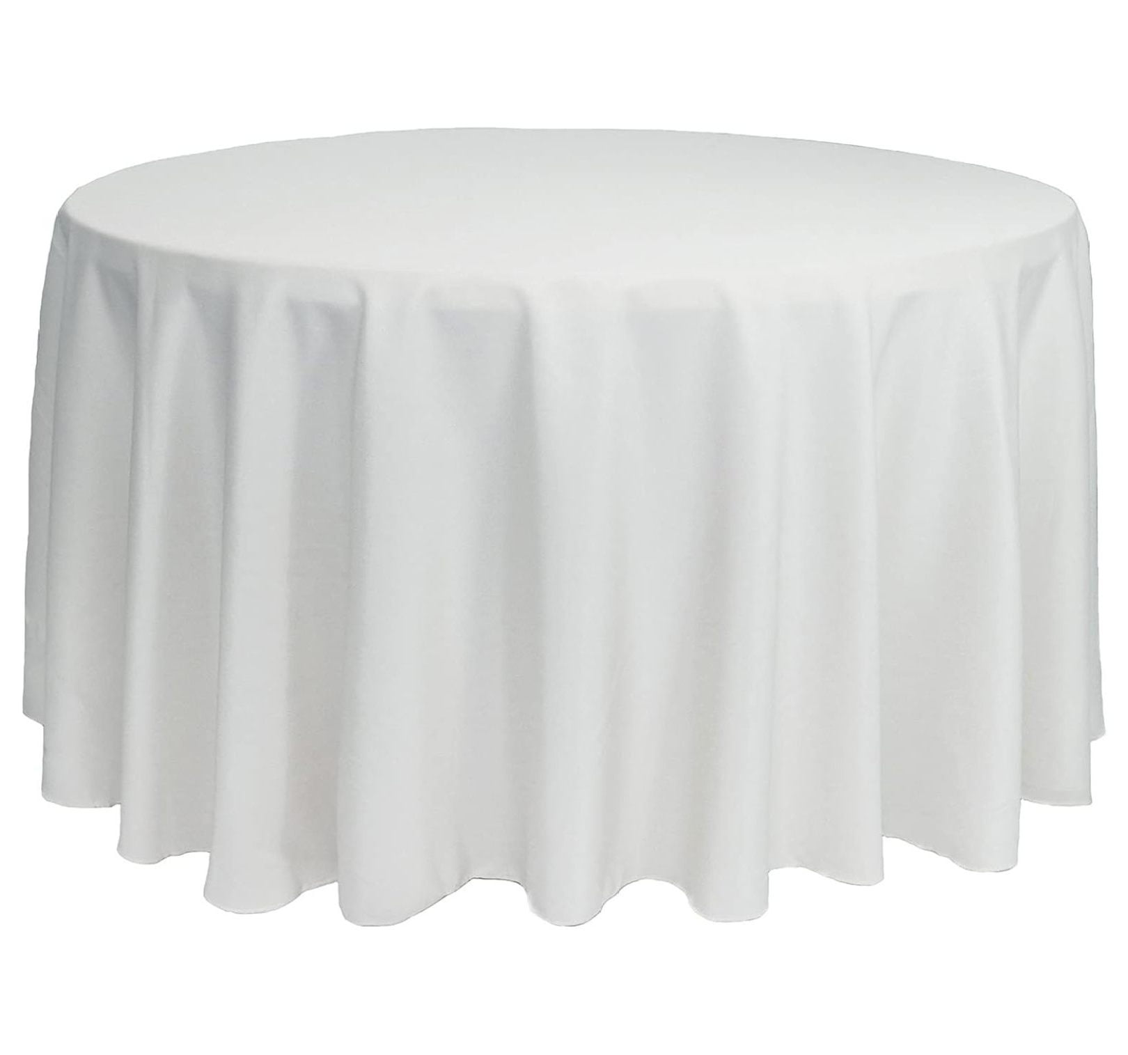 Jiowenm - 108 Inch Round Premium Polyester Tablecloth - White, Linen ...
