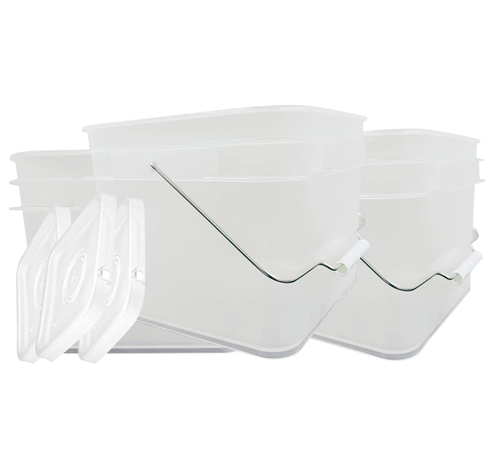 Jiowenm 2 Gallon Food Grade Plastic Square Clear Bucket Pail with lid ...