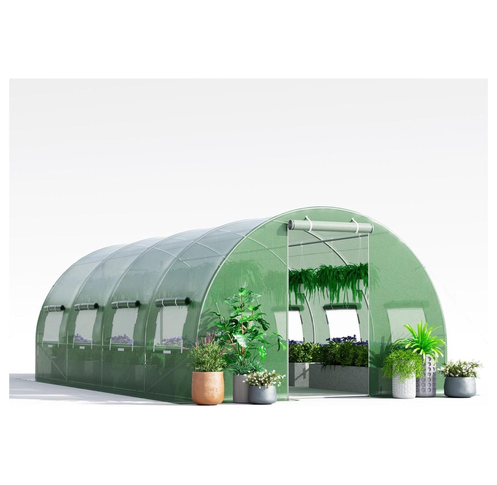 Jiowenm 20 x 10 x 6.5 FT Greenhouse for Outdoor, Walk-in Tunnel ...