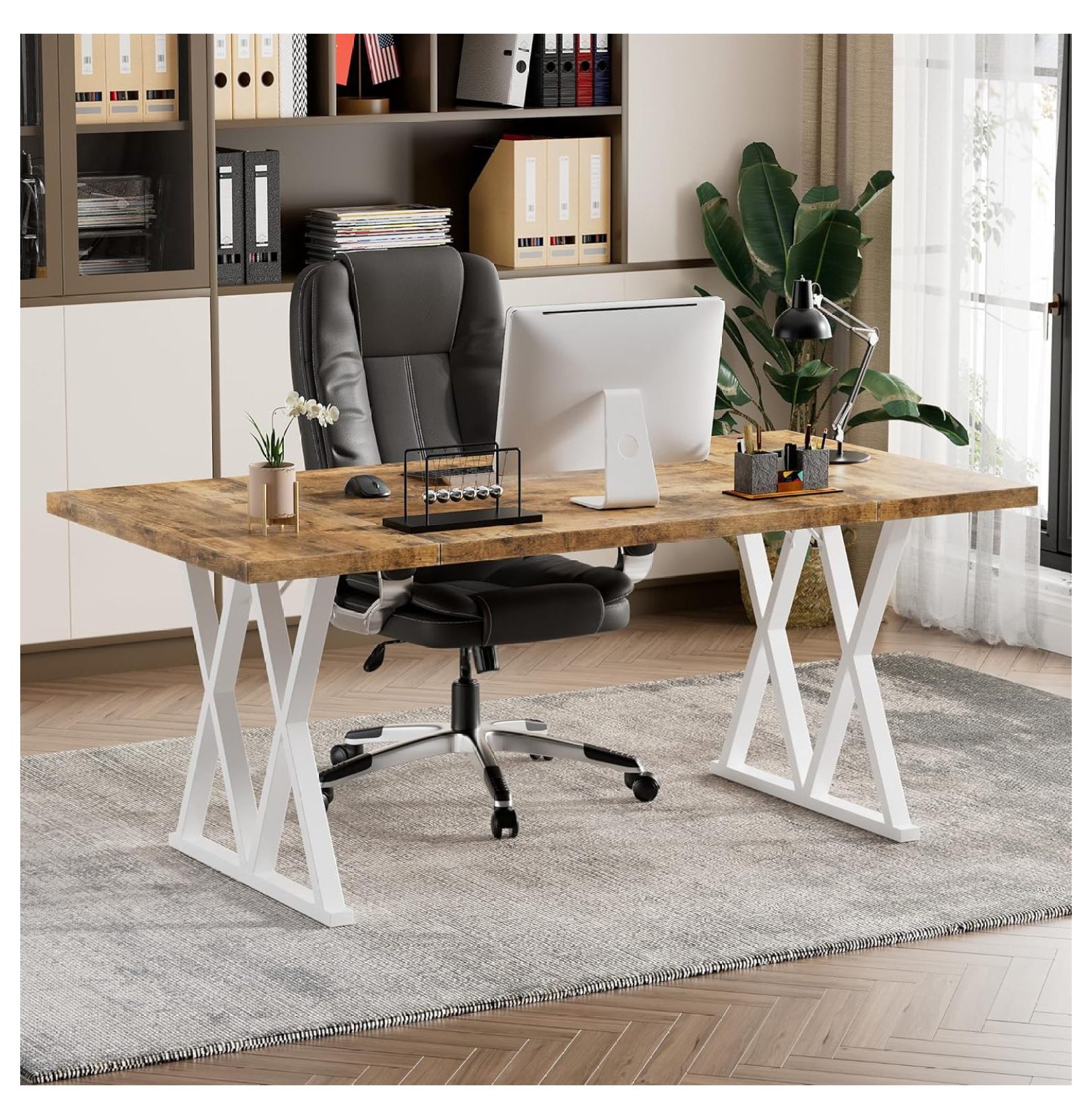 Jiowenm 70.8 Inches Executive Desk, Large Home Office Computer Desk ...