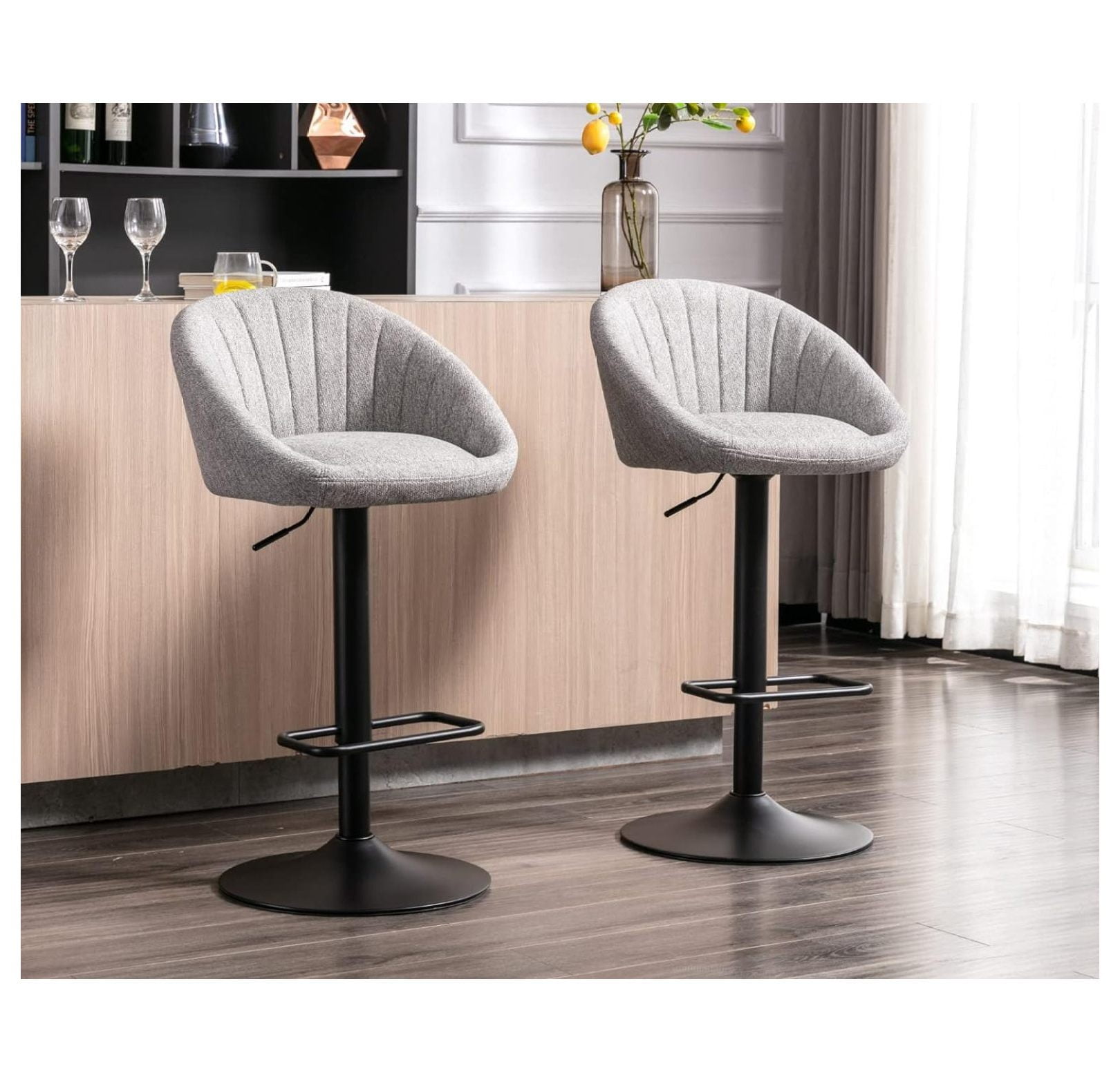 Jiowenm Adjustable Swivel Bar Stools Set of 2 Modern Counter Height ...