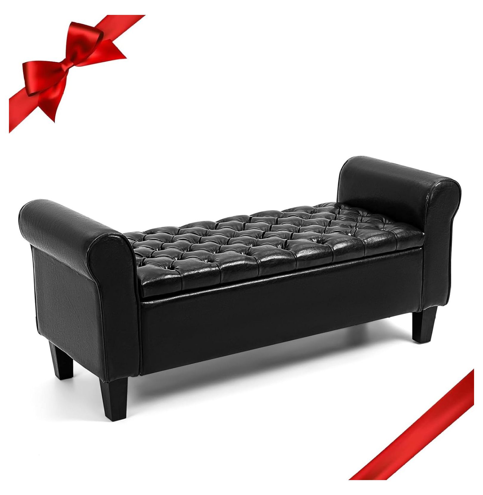 Jiowenm Armed Storage Bench, End of Bed Storage Bench, Leather ...