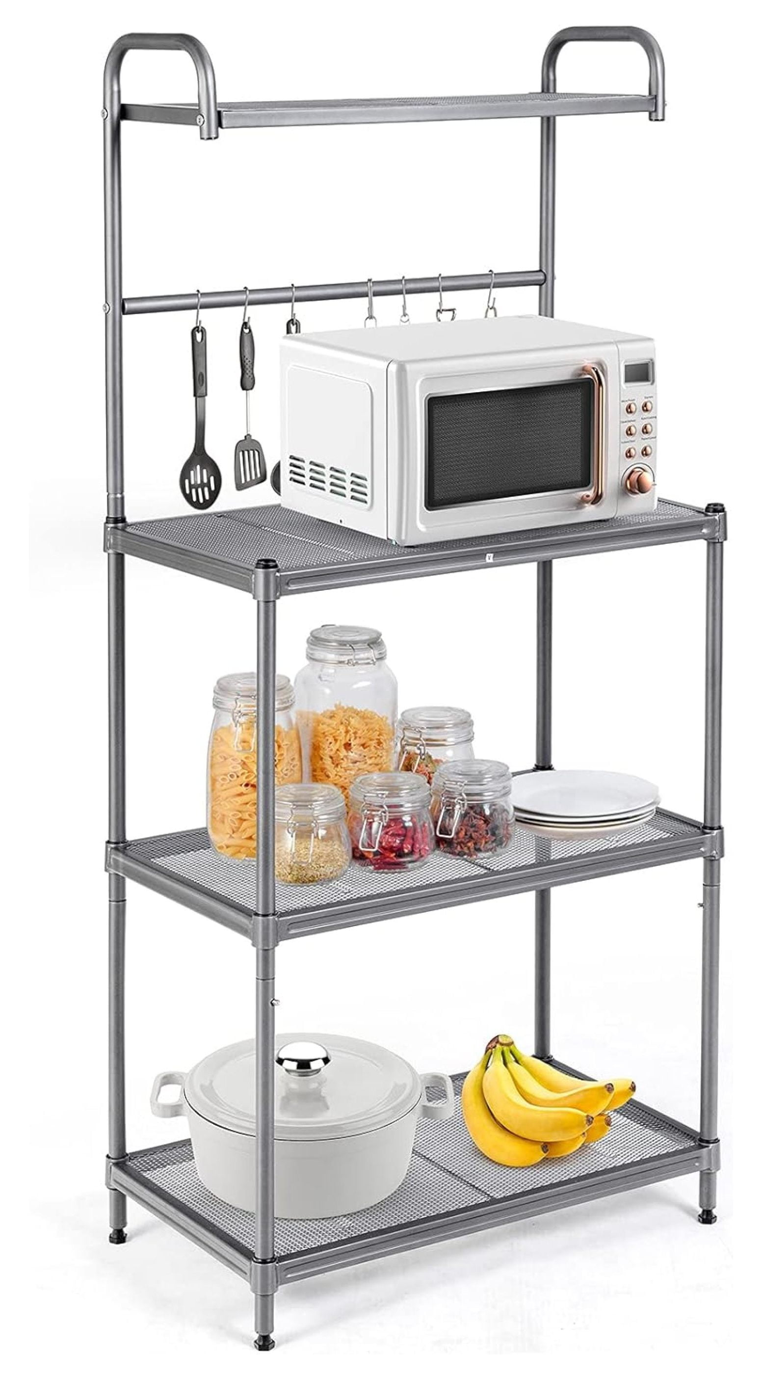 Jiowenm Baker's Rack, 4 Tier Metal Microwave Oven Stand, Kitchen ...