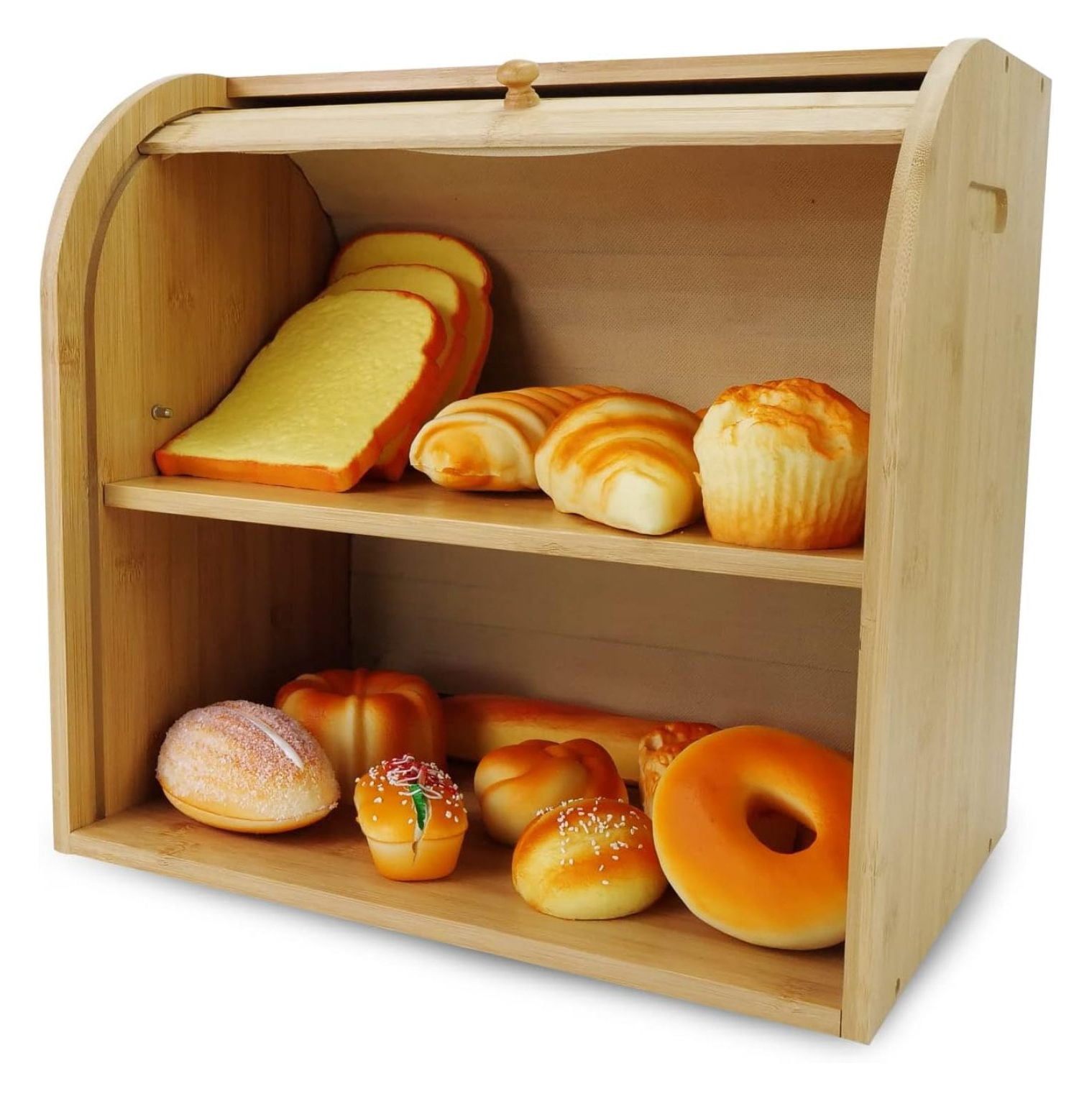 Jiowenm Bamboo Bread Box for Kitchen Countertop, Large Bread Box ...