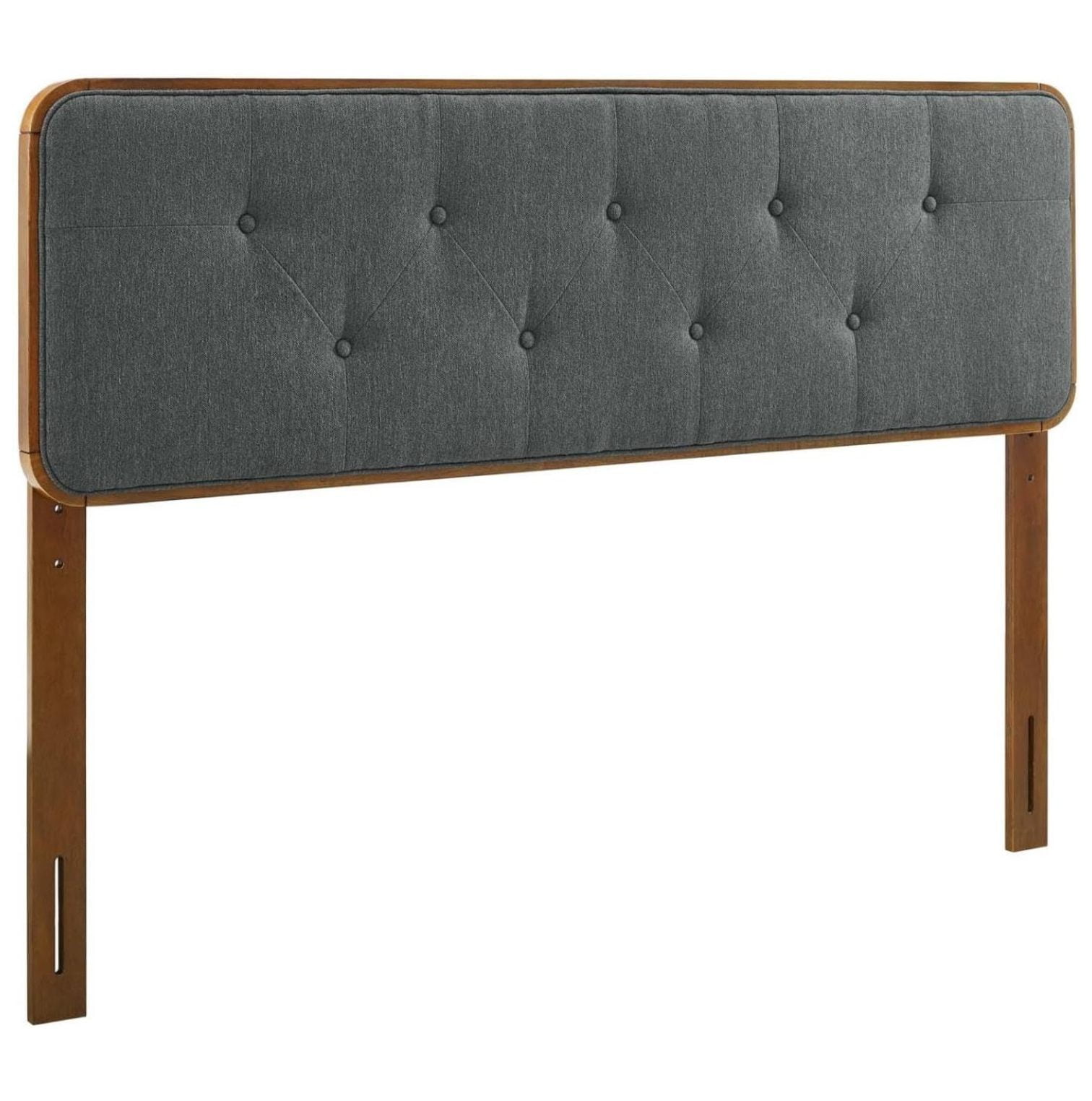 Jiowenm Collins Tufted Fabric and Wood Headboard, Walnut Charcoal ...