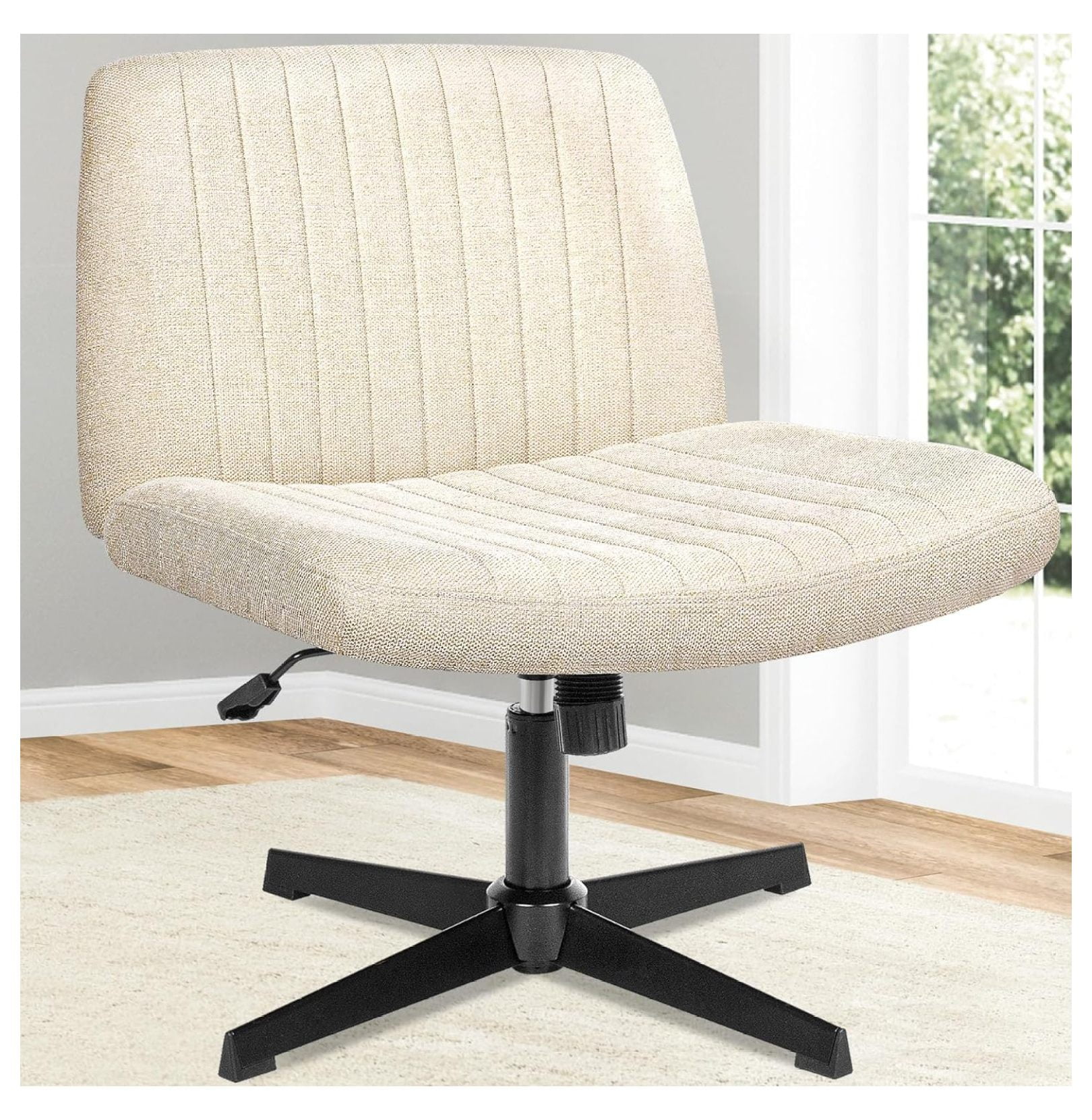 Jiowenm Criss Cross Legged Armless Desk Chair No Wheels Swivel Modern ...