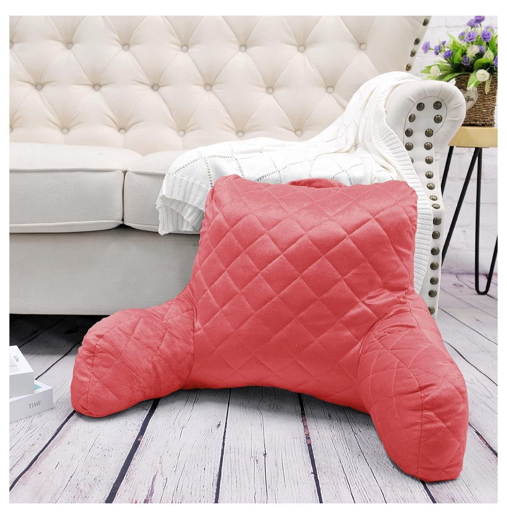 Jiowenm DO-IT-Yourself Velvet Quilted Bed Rest ReadingPillow Cover and ...