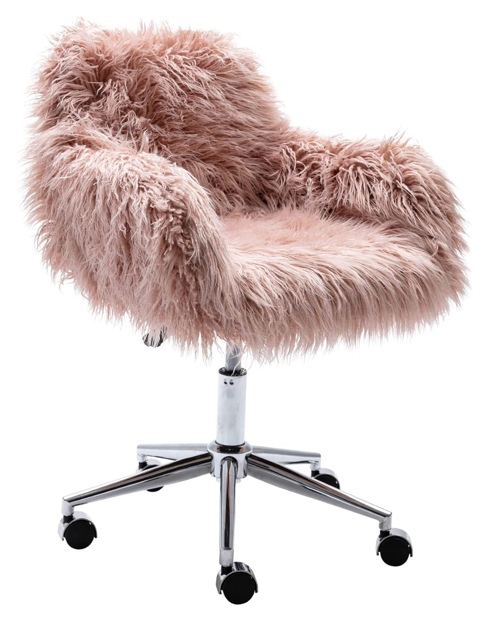 Jiowenm Fluffy Office Desk Chair, Faux Fur Modern Swivel Armchair with ...