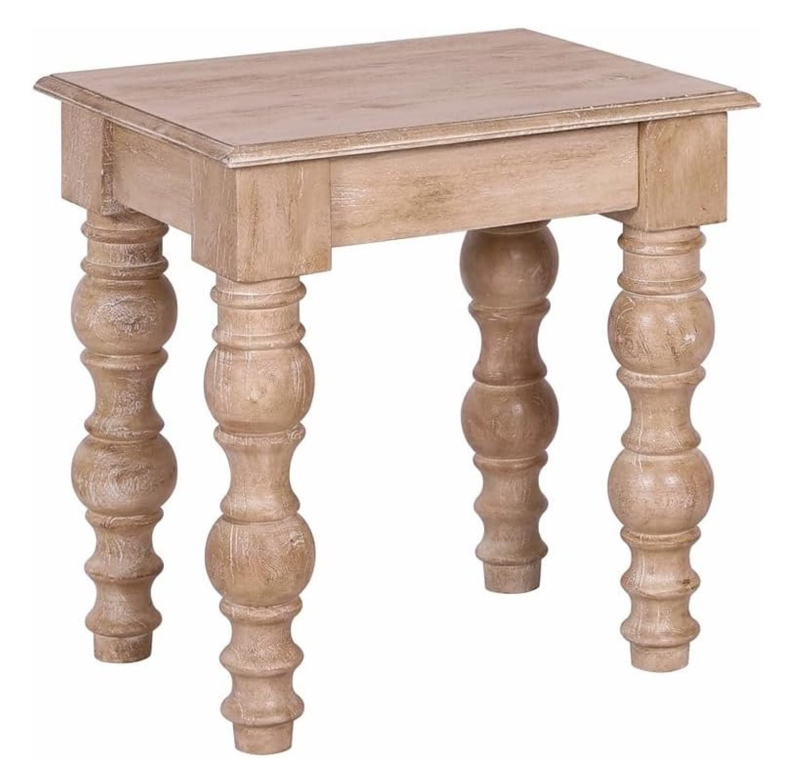 Jiowenm James Turned Leg Farmhouse Wood Side Table in Natural - Walmart.com