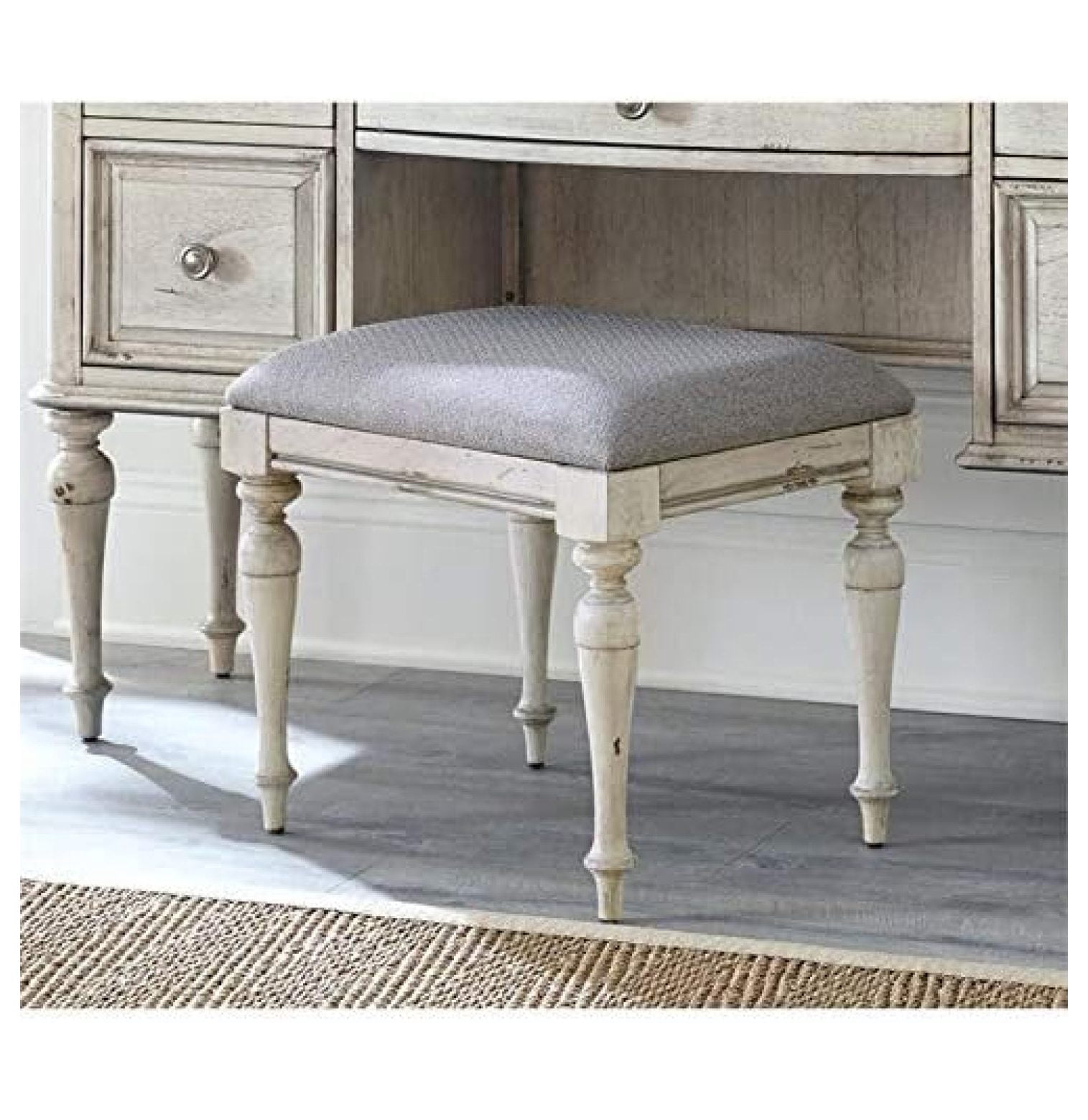 Jiowenm Modern Rustic Ivory Solid Hardwood Vanity Bench - Walmart.com