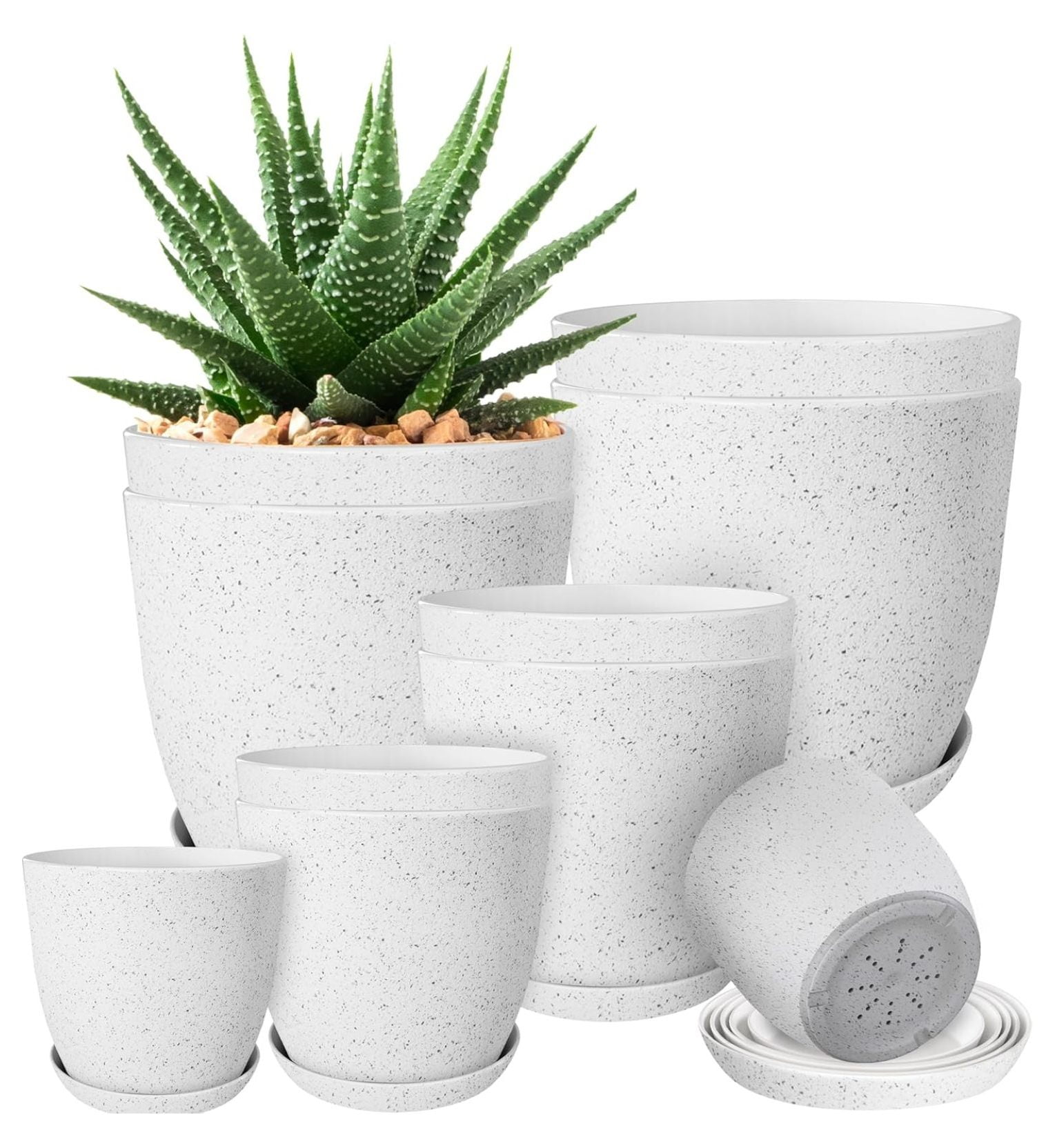 Jiowenm Plant Pots Indoor with Drainage - 7/6.6/6/5.3/4.8 Inches ...
