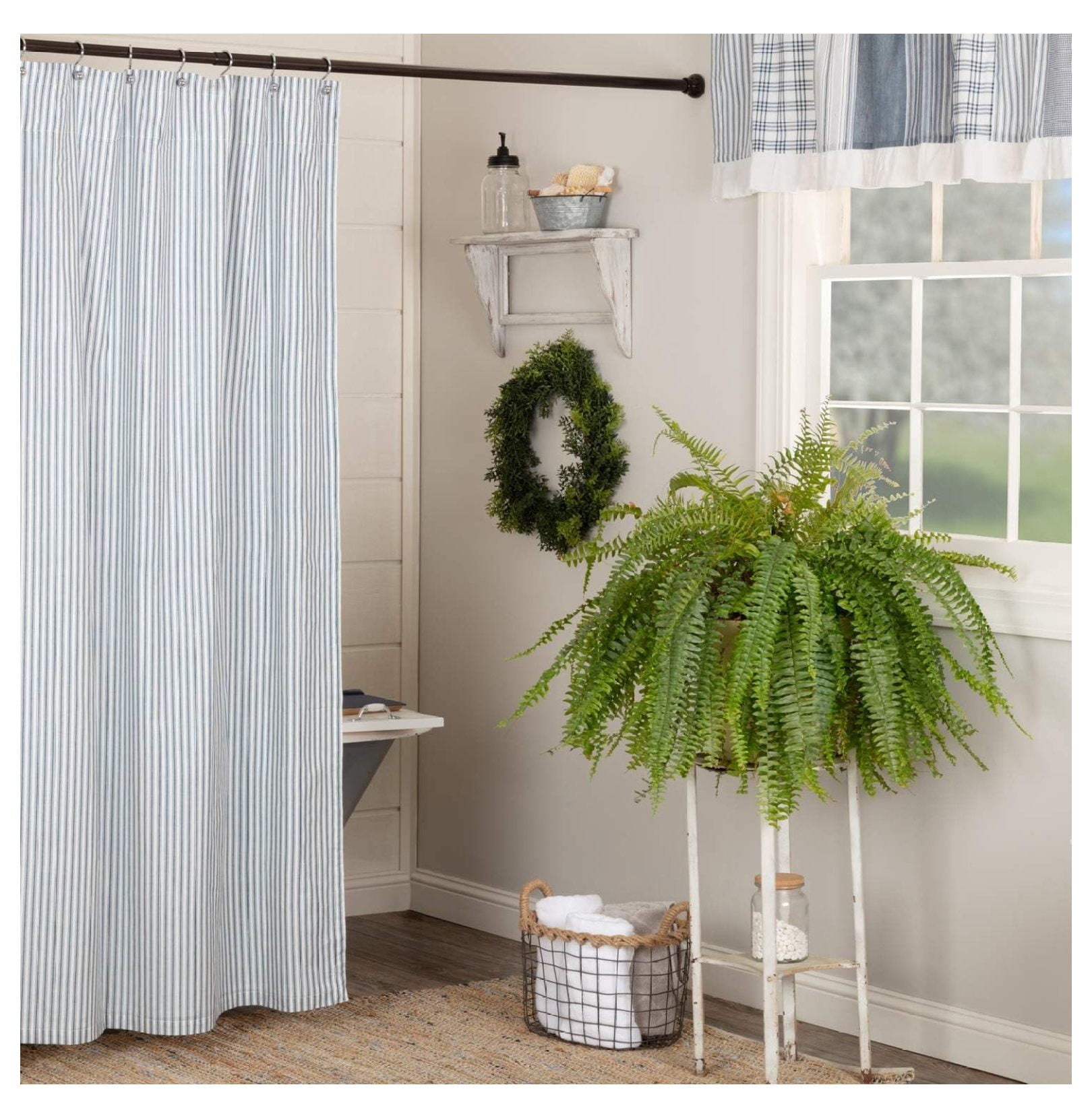 Jiowenm Sawyer Mill Blue Decorative Farmhouse Ticking Stripe ...