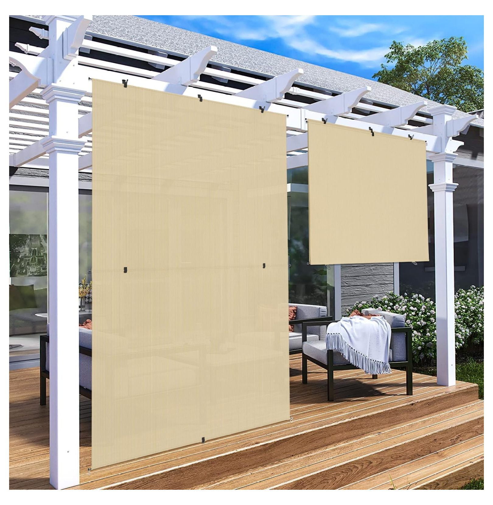 Jiowenm Shades Roll Up Outdoor 5'Wx10'H Foldable Shade Jiowenm Blinds ...