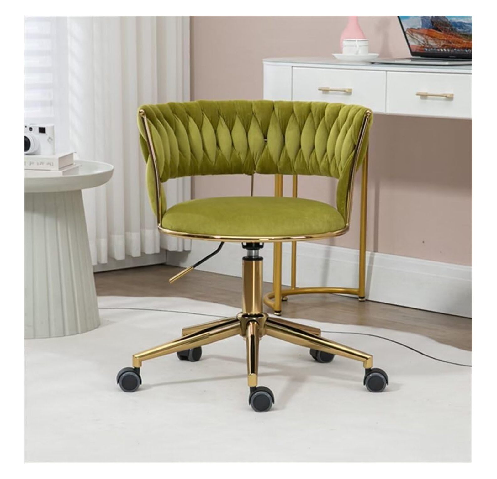 Jiowenm Swivel Shell Office Chair, Adjustable Height Home Computer ...