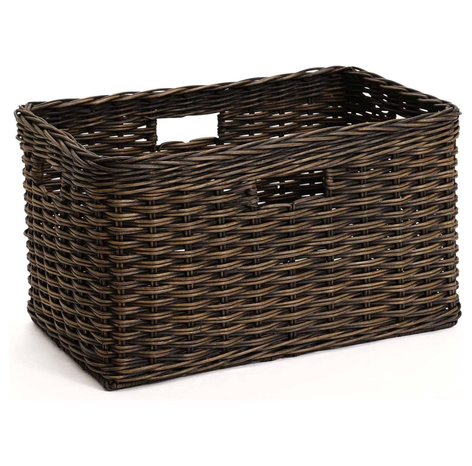 Jiowenm Tall Rectangular Wicker Storage Basket, Medium, 20 in L x 13 in ...