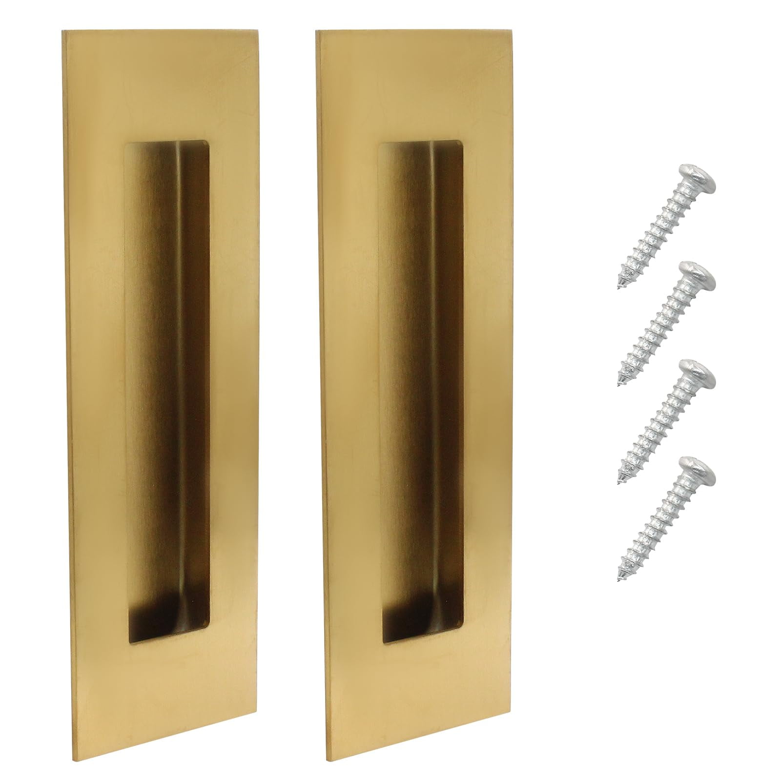 Jiozermi 2 Pack 5.9 Inch Recessed Pocket Door Handles, Gold Stainless ...
