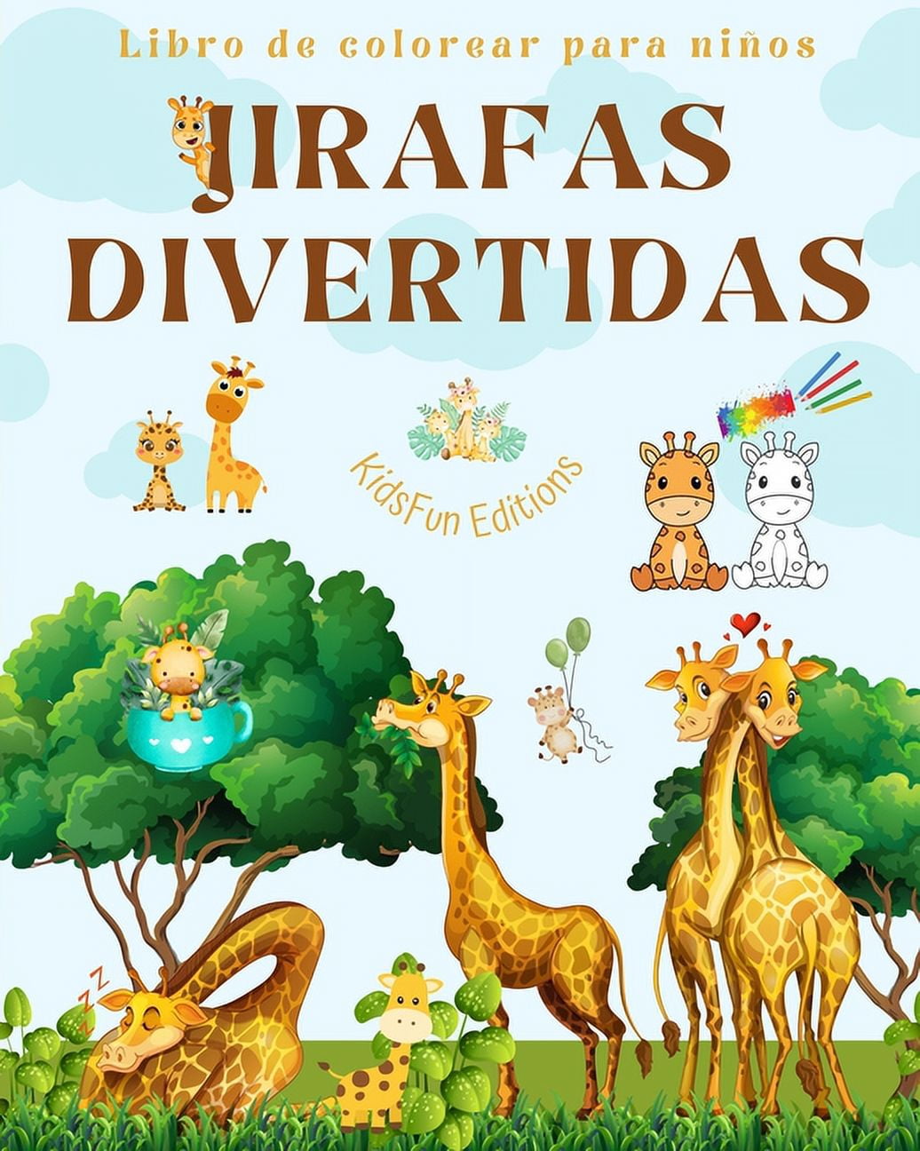 Jirafas divertidas - Libro de colorear para niños - Simpáticas escenas ...