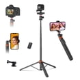 Jishane Camera Tripod with 360° Ball Head, 66.5'' Extendable Selfie Stick Tripod with 1/4" Screw ...