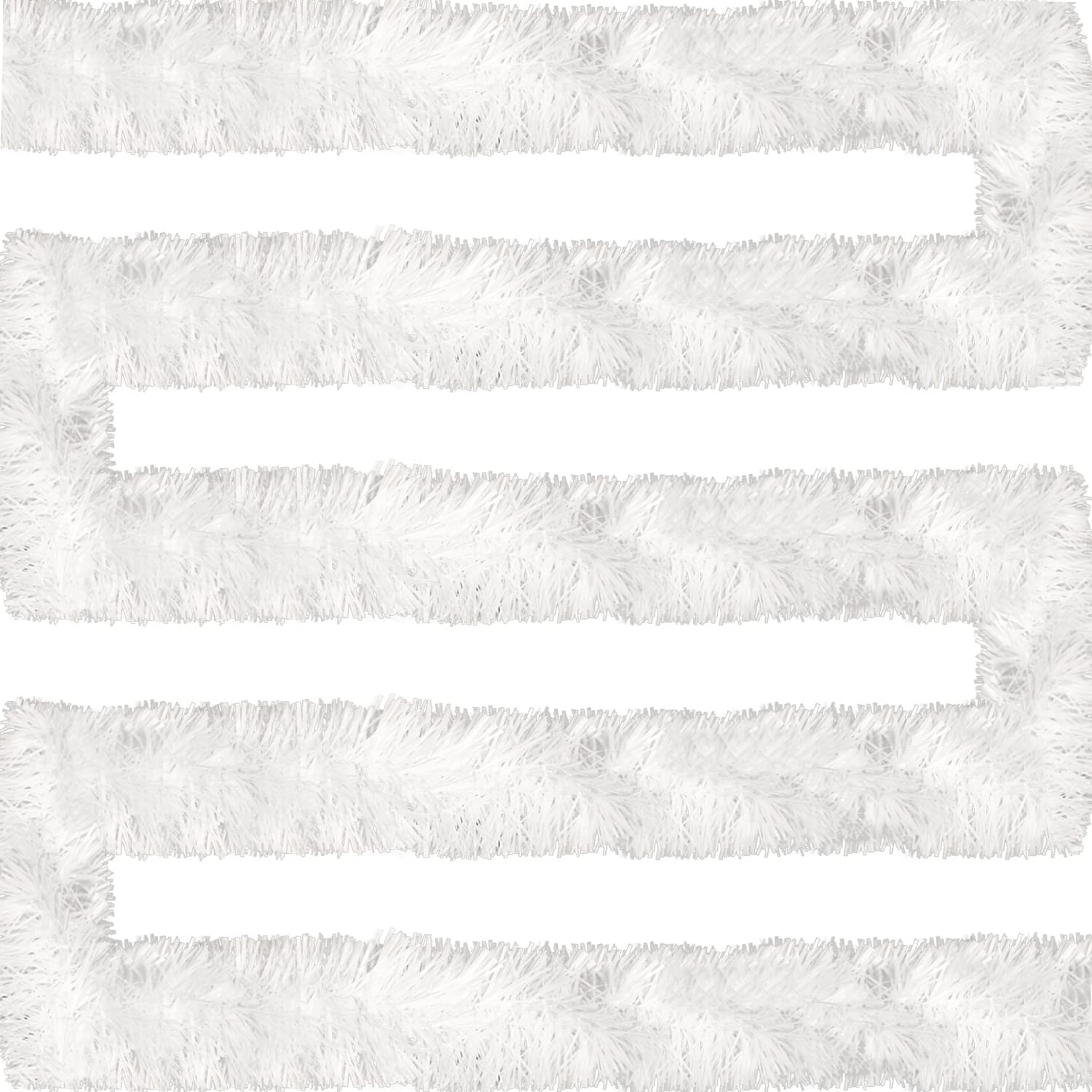 Jishi 50 FT Christmas Garland White Tinsel Garland Christmas Tree ...