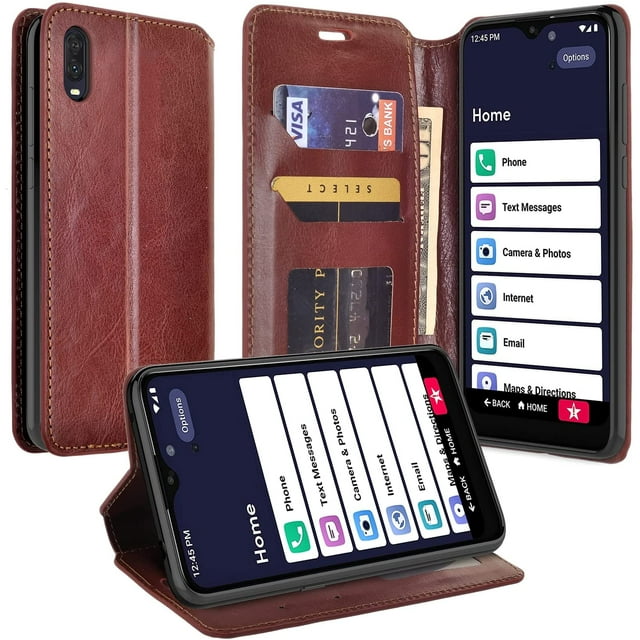 Jitterbug Smart 3 / Lively Smart Case, Leather Wallet Case Pouch ...