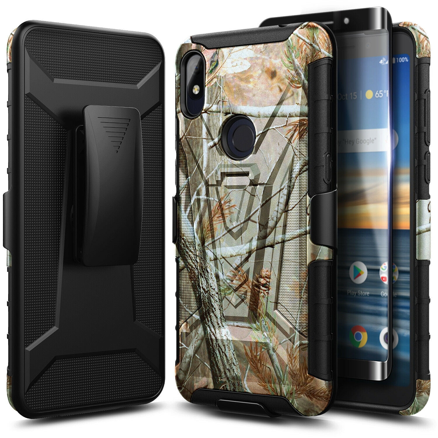 Jitterbug Smart 3 Phone Case with Tempered Glass Screen Protector (Full ...