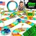 JitteryGit JitteryGit STEM Race Car Track Set for Kids with Glow in the ...