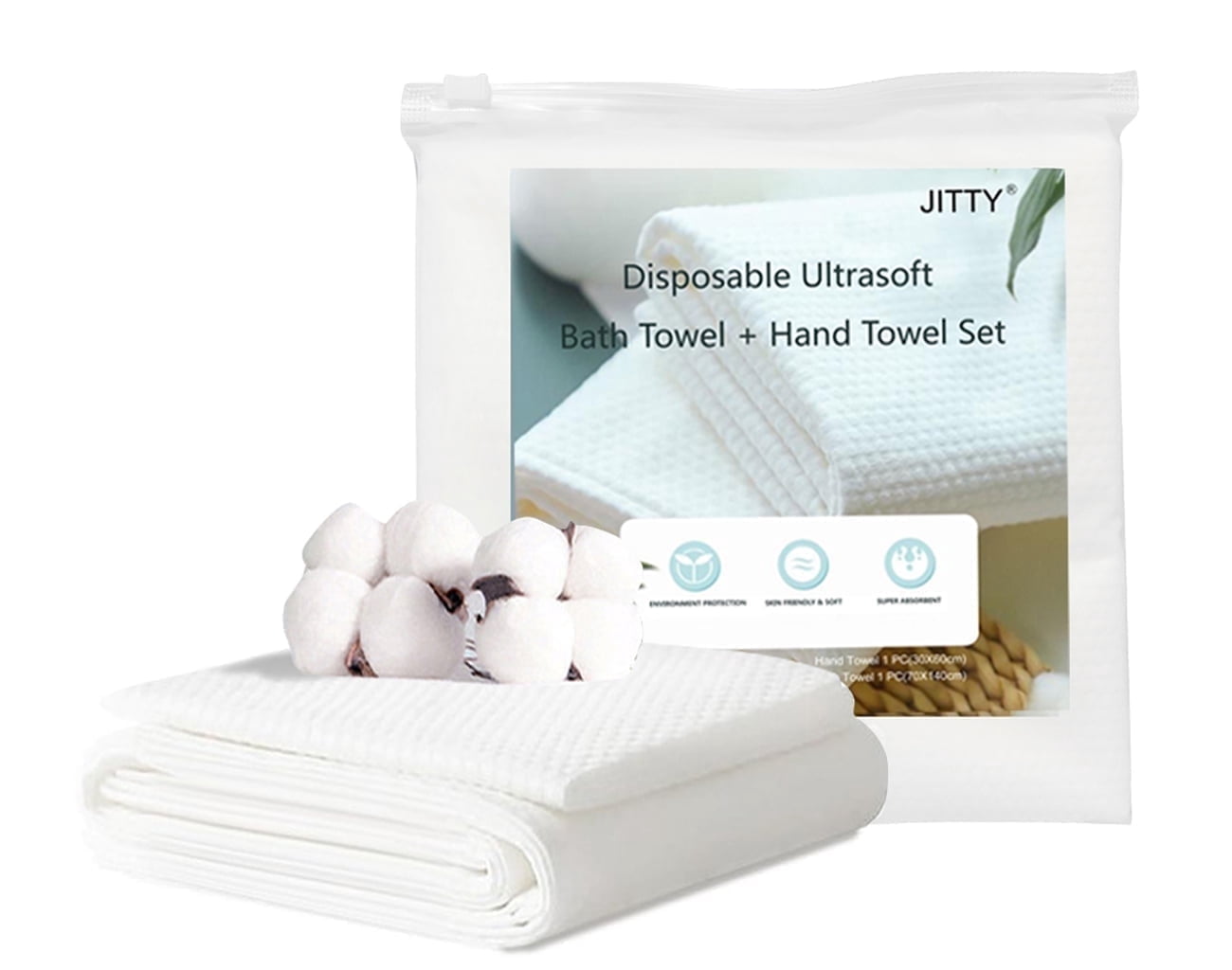 Jitty 4 Sets Disposable 1 Hand + 1 Bath Towels Set Soft Cotton for Home ...