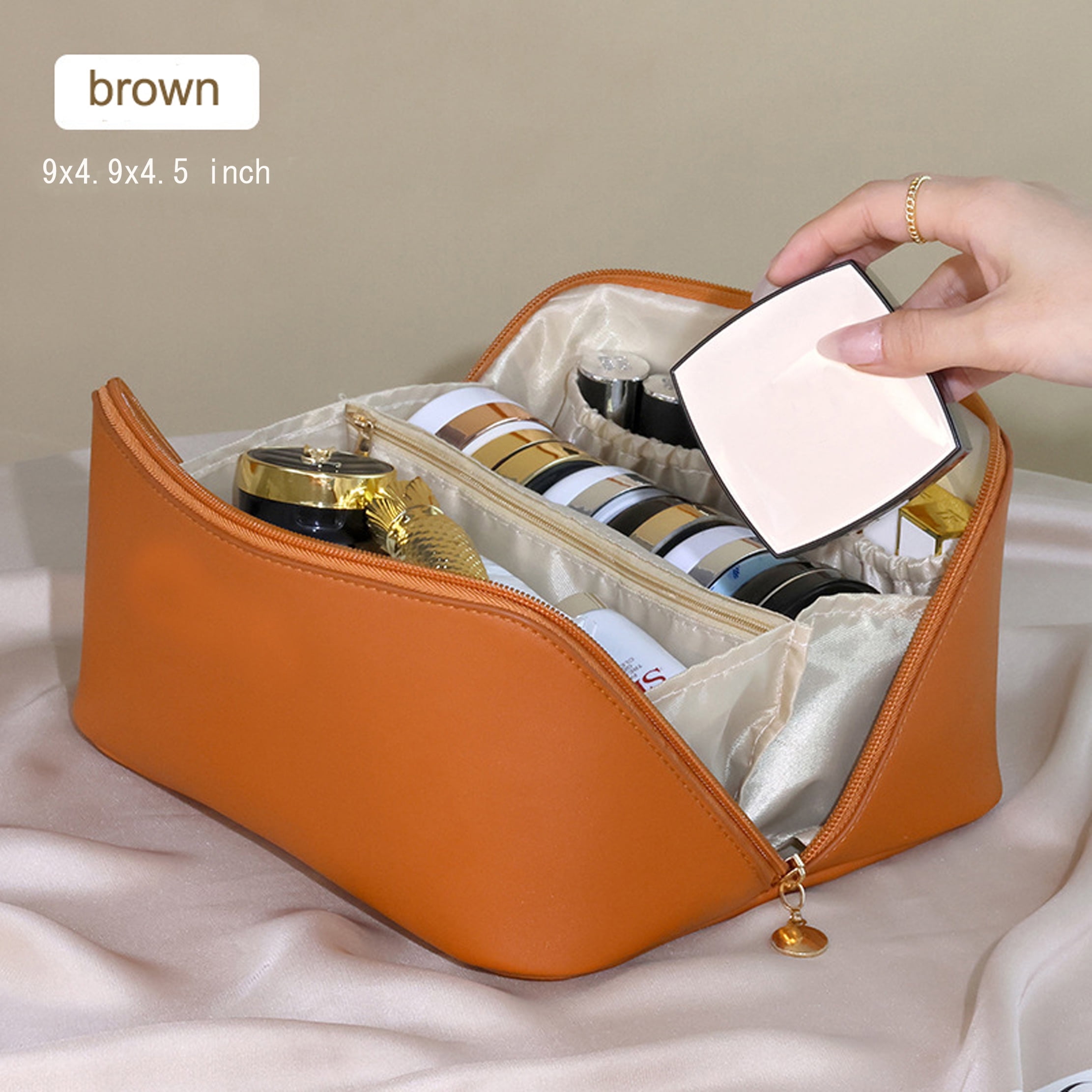 Jitty Large Capacity Waterproof Makeup Bag,Leather Beauty Organiser ...