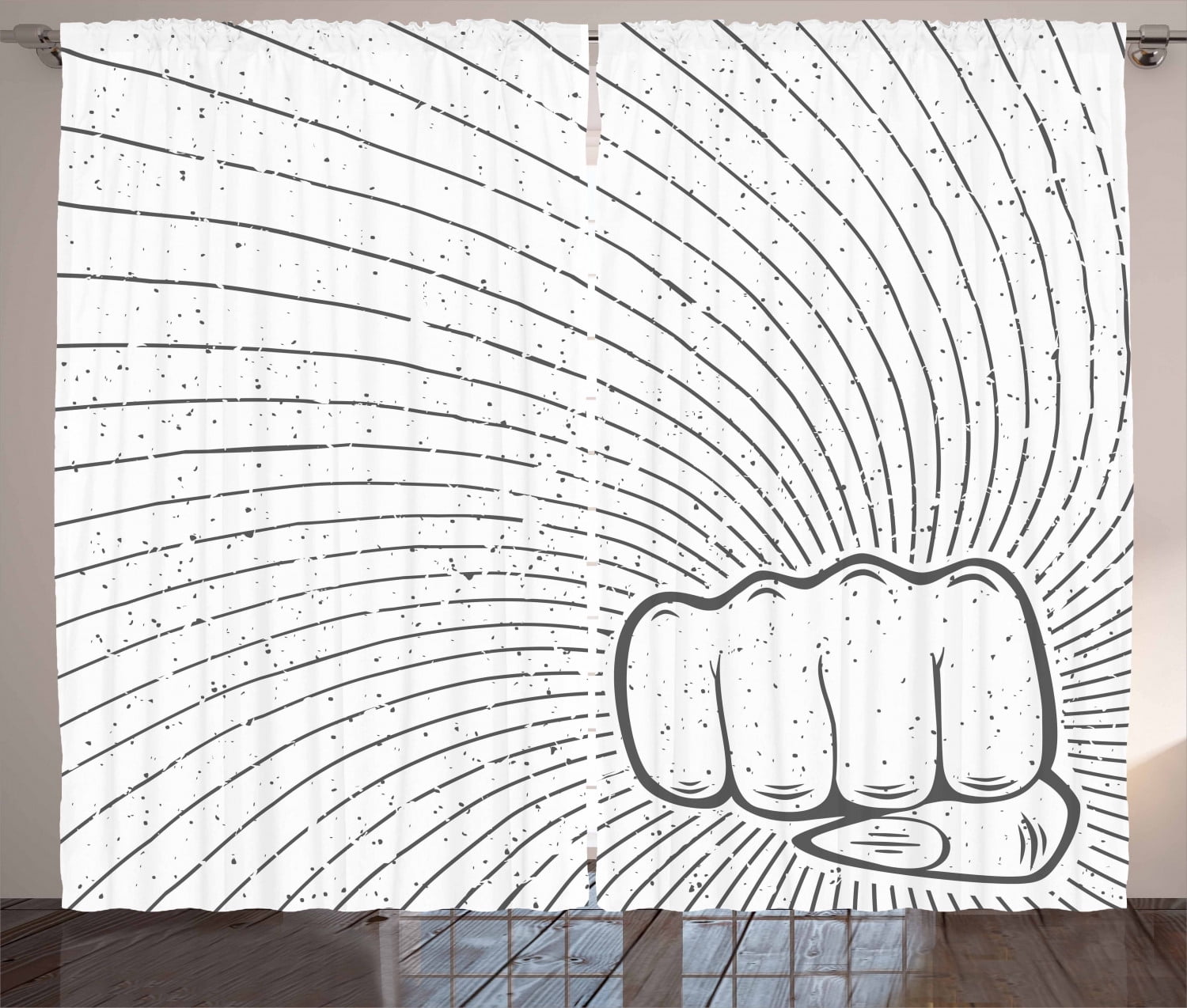 Ambesonne Fist Print Curtains 2 Panel Set, Female Punch Grunge Art, 108 ...