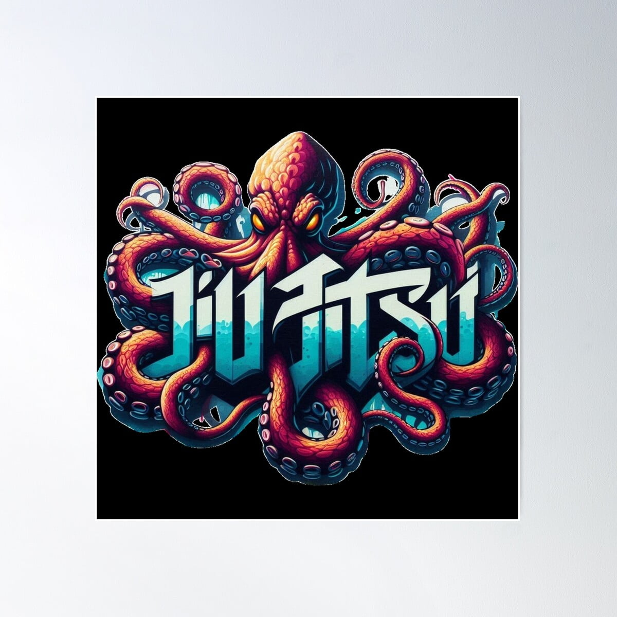 Jiu Jitsu Octopus Grappling Design - Martial Arts Artwork Poster Wall ...