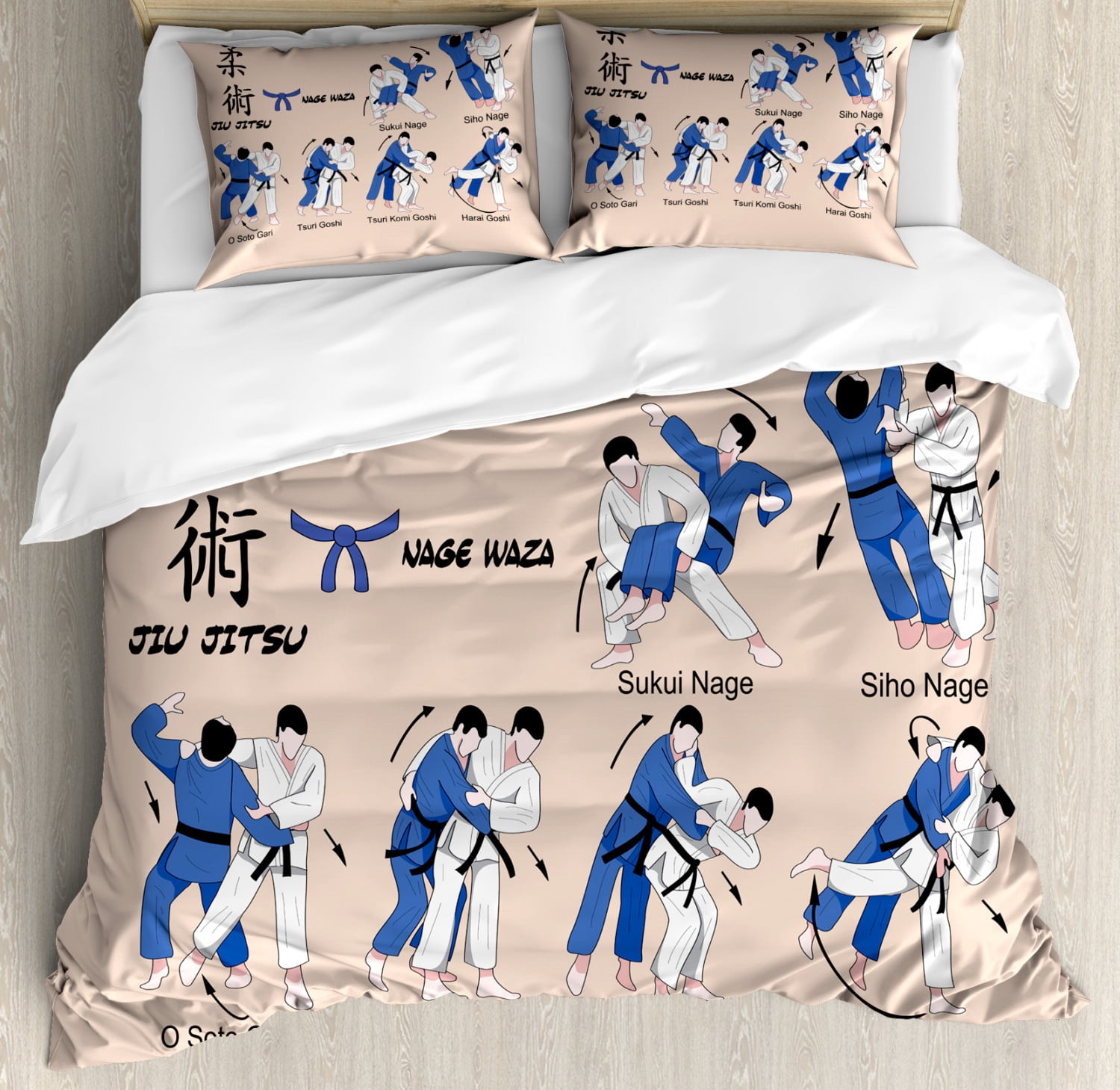 Jiu Jitsu Queen Size Duvet Cover Set, Martial Arts Defense Techniques ...