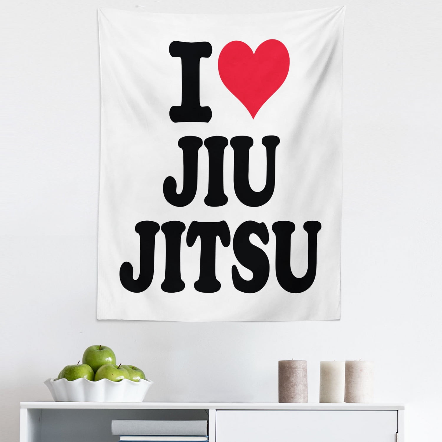 Jiu Jitsu Tapestry, I Love Jui Jitsu Themed Modern Typography Design ...
