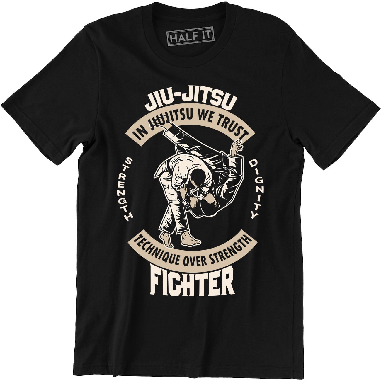 Jiu-Jitsu Technique Over Strength Fighter Martial Arts Men's T-Shirt ...