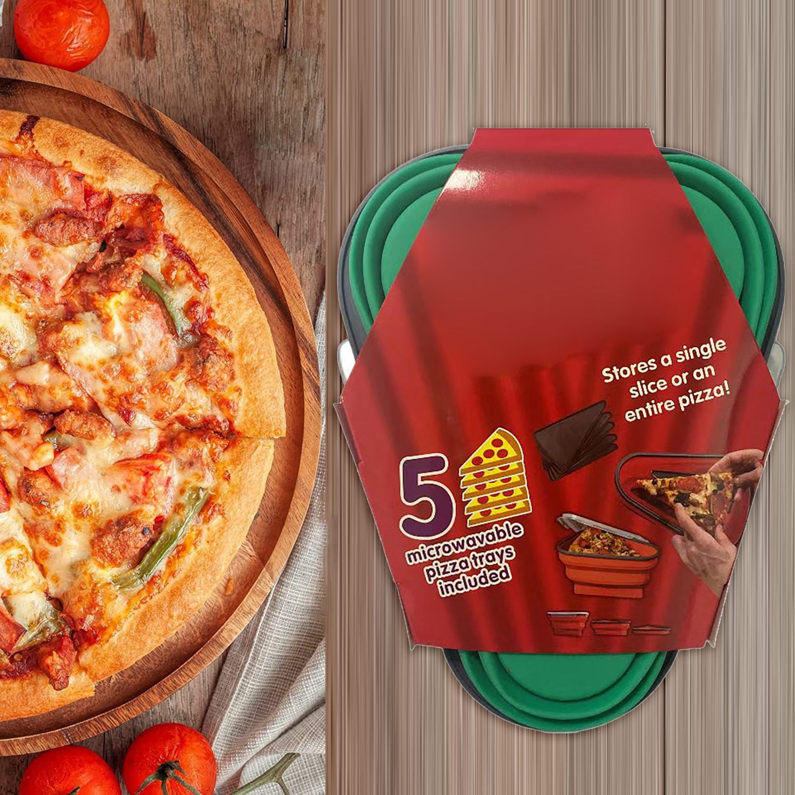 Jiuaui Clearance Reusable Pizza Storage Container With 5 Microwavable ...