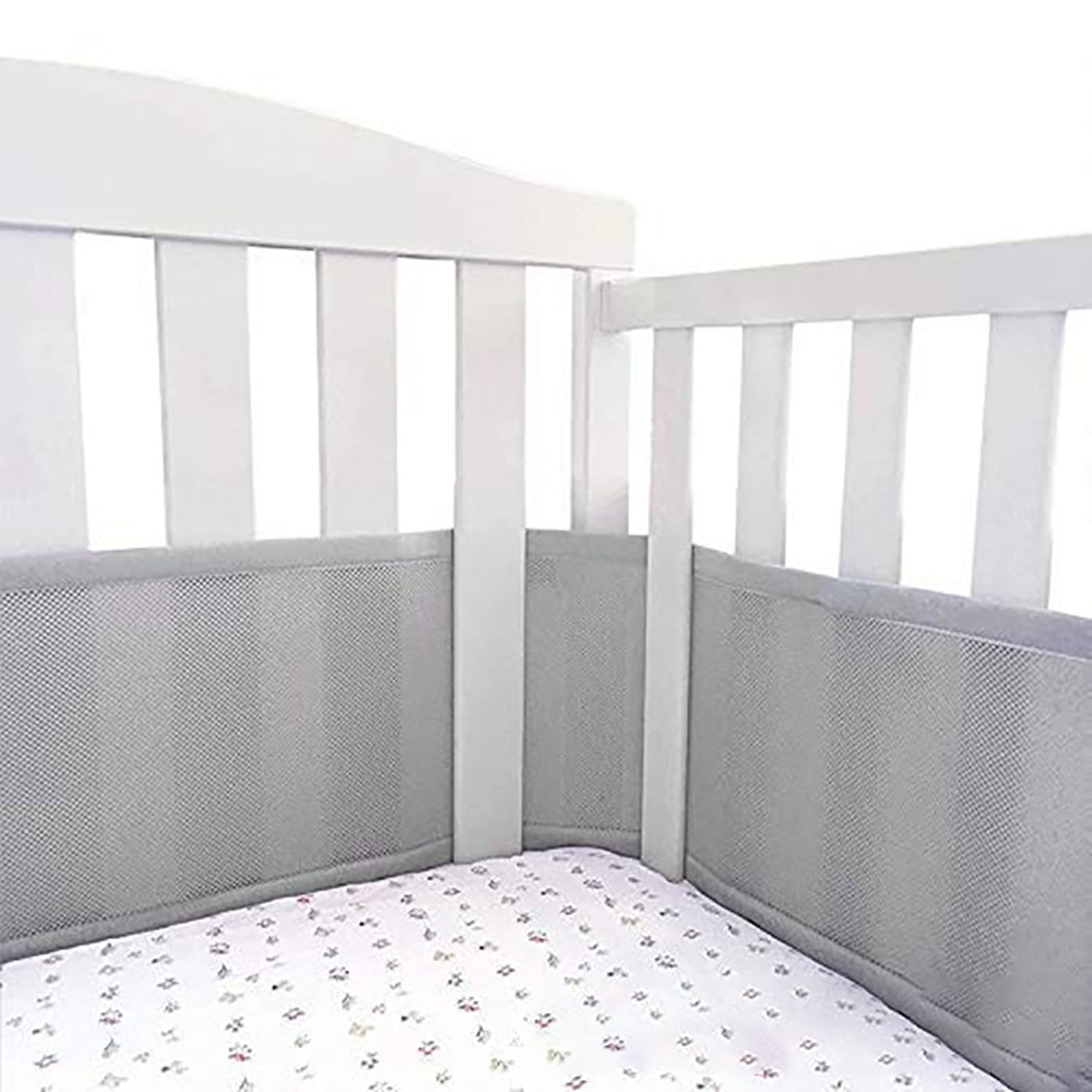 Jiuaui Clearance! Soft Crib Bumpers Breathable Crib Bumper Grey Mesh ...