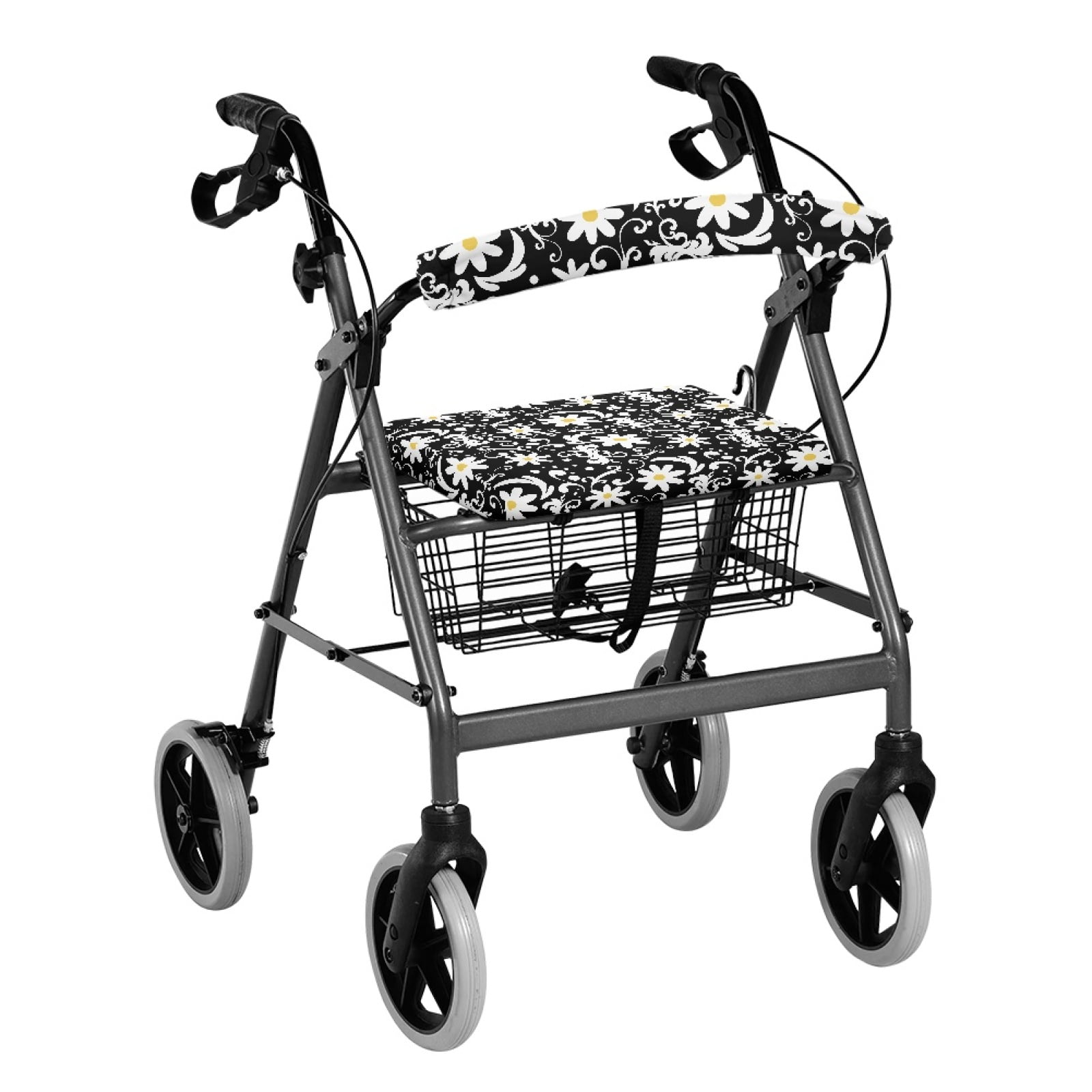 Jiueut Black Daisy Rollator Seat Walker Seat and BackRest Cover Daisies ...