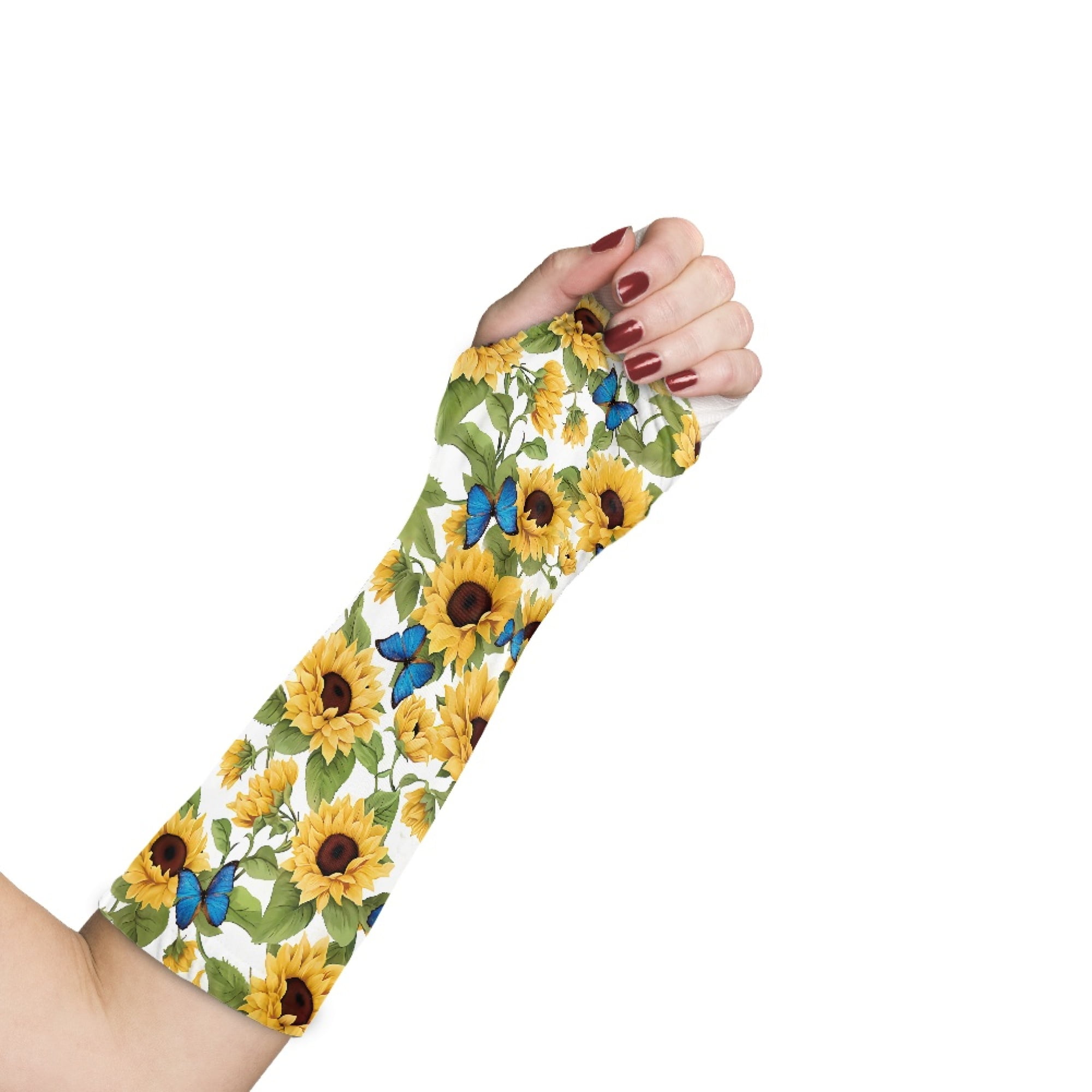 Jiueut Butterfly Sunflower Arm Cast Cover Arm Cast Sleeve with Thumb ...