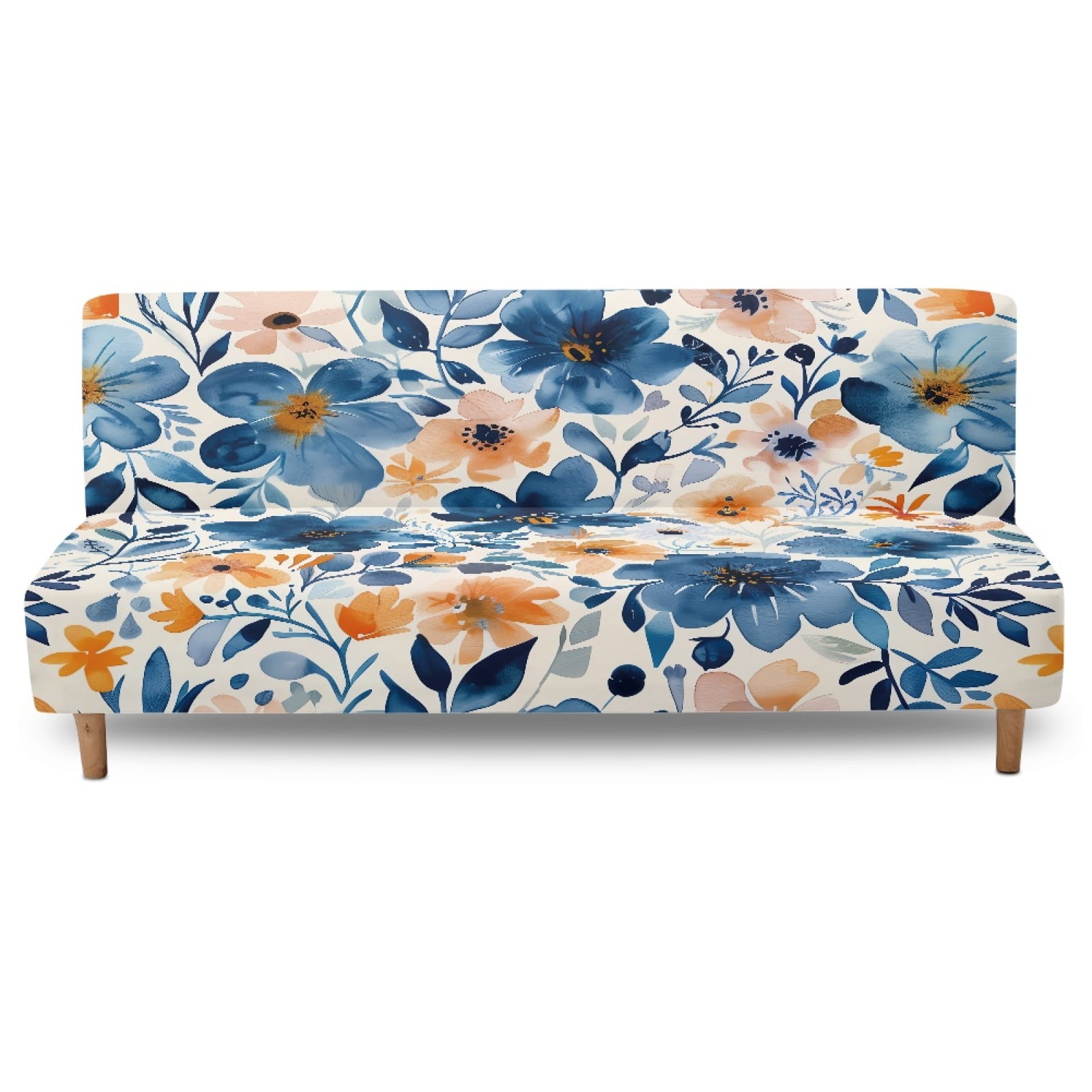Jiueut Cherry Blossom Watercolor Pattern Armless Futon Covers, Anti ...