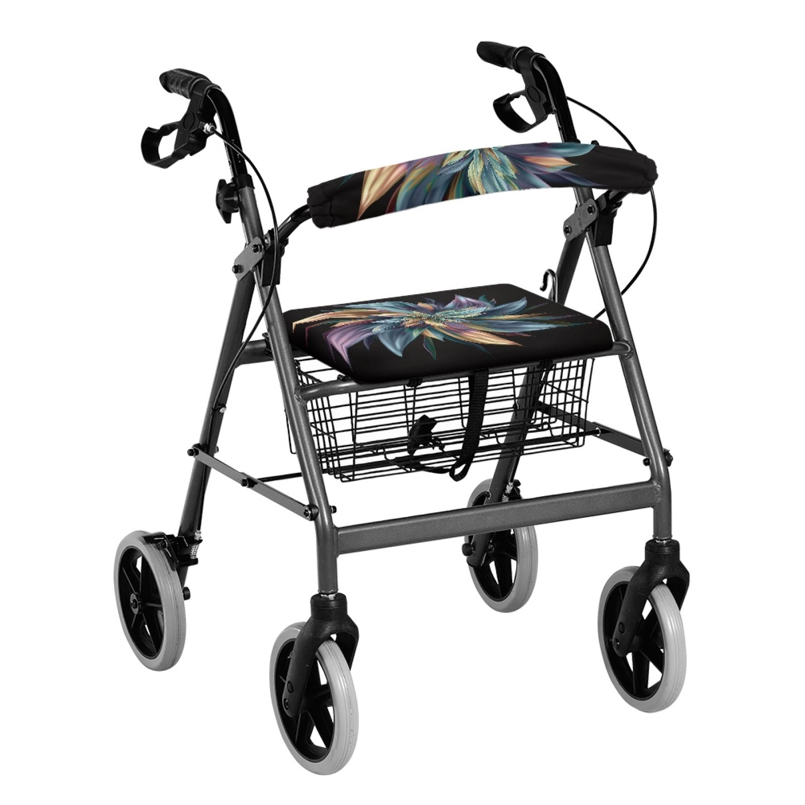 Jiueut Colorful Flower Medical Rollator Walker Seat & Back Cat Covers ...