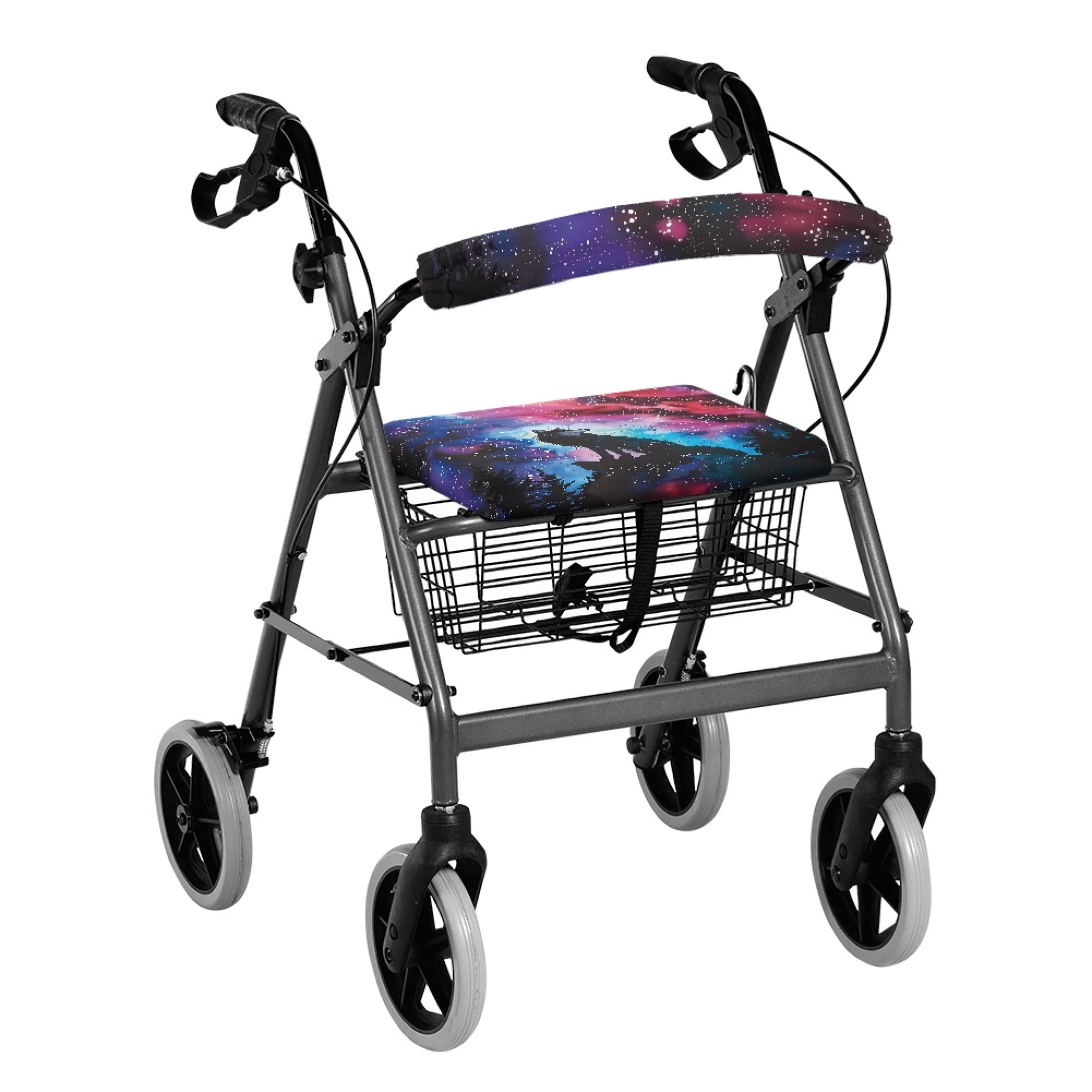 Jiueut Galaxy Wolf Rollator Seat Cushion Back Bar Cover Set for Seniors ...