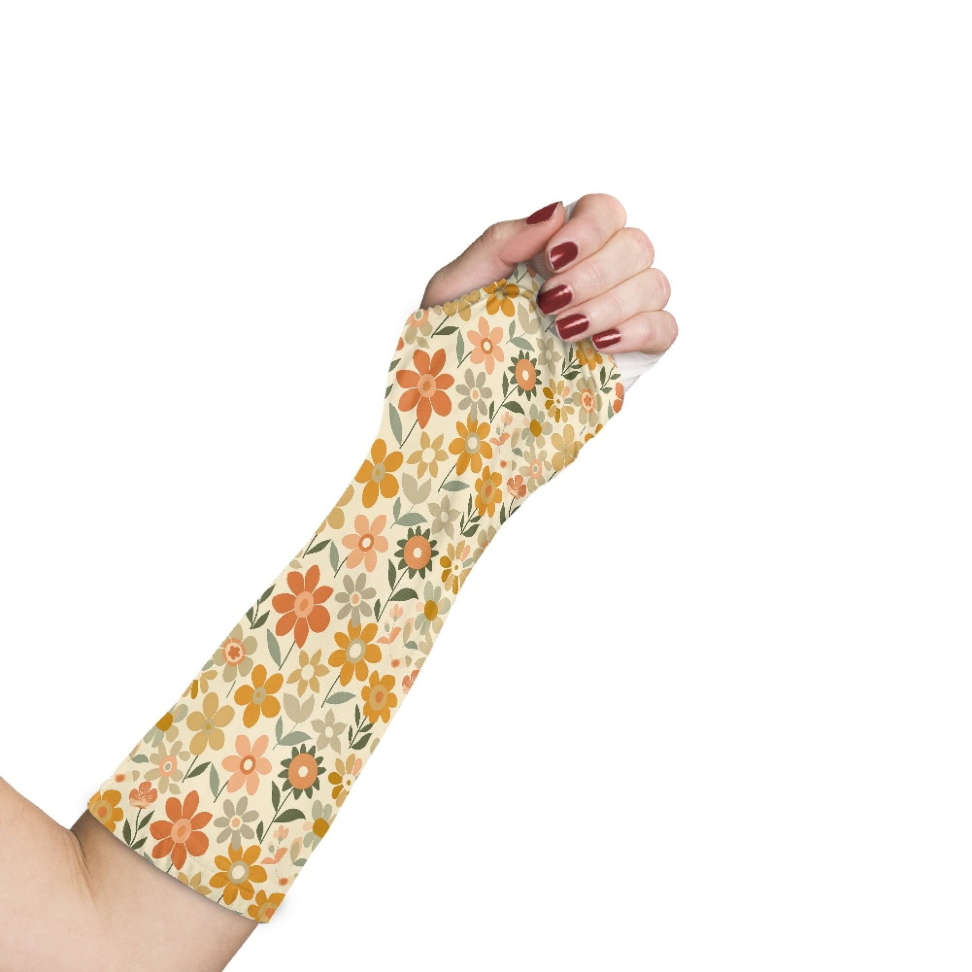 Jiueut Hippie Flower Arm Cast Cover Arm Cast Sleeve with Thumb Cover ...