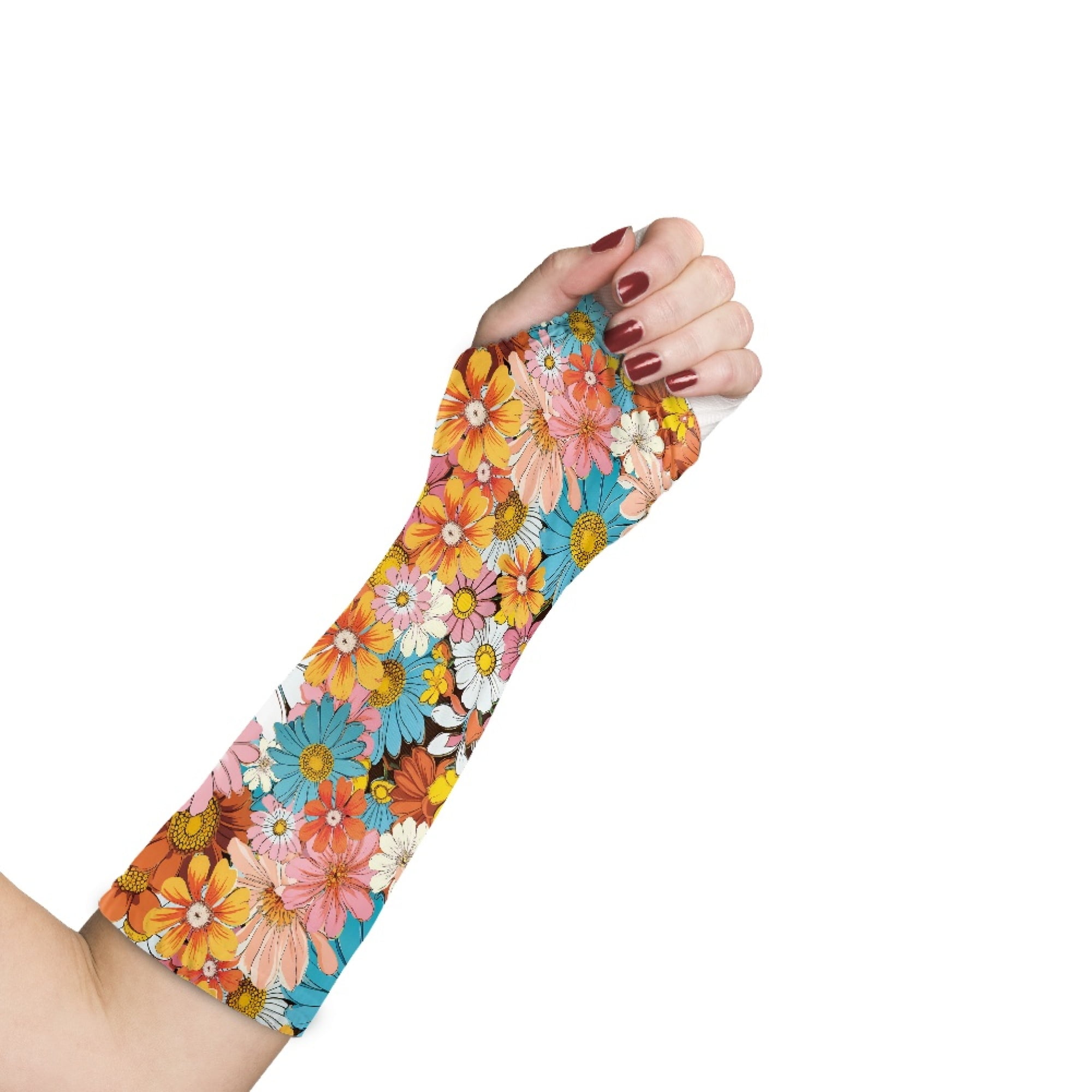 Jiueut Hippie Flower Arm Cast Cover Arm Cast Sleeve with Thumb Cover ...