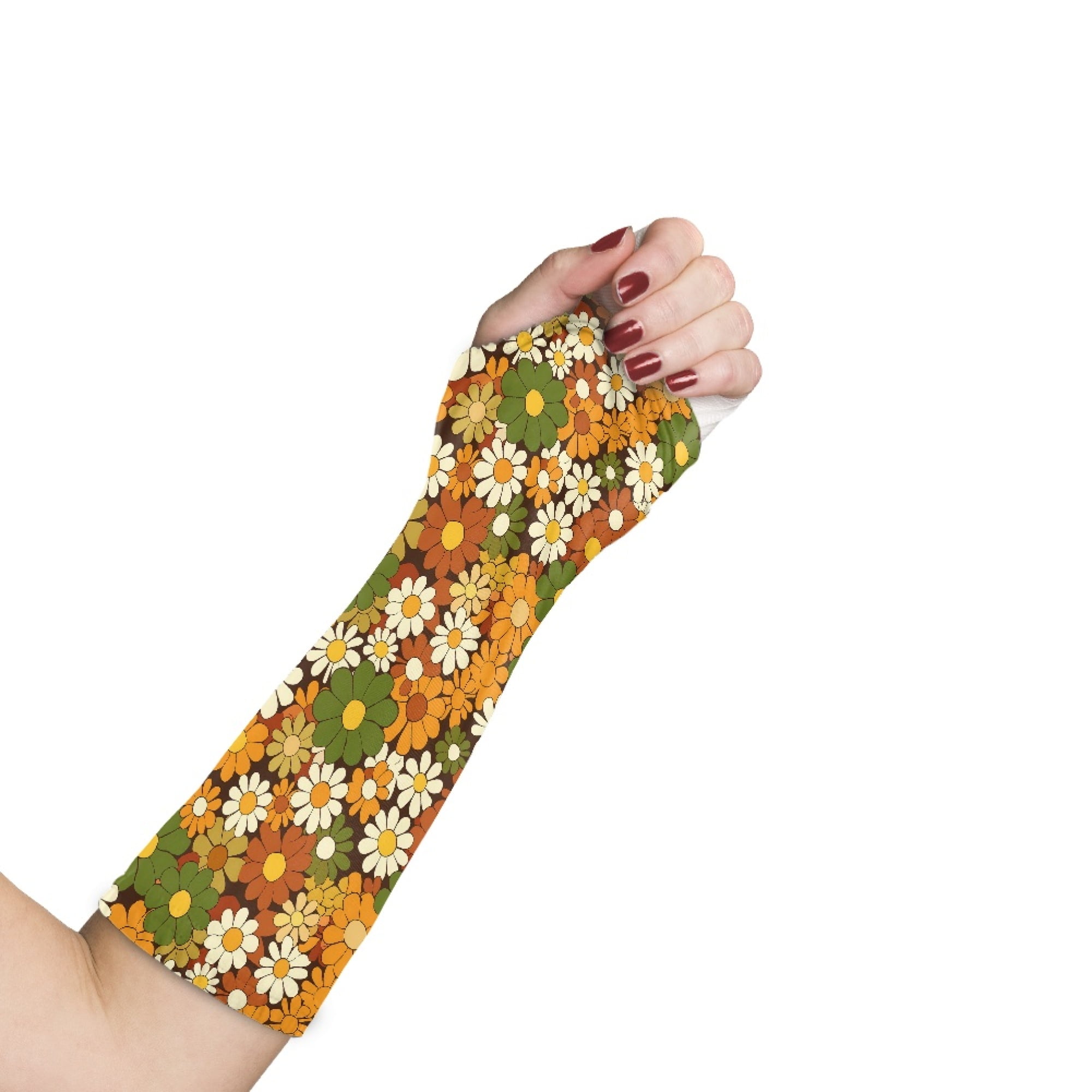 Jiueut Hippie Flower Arm Cast Cover Arm Cast Sleeve with Thumb Cover ...