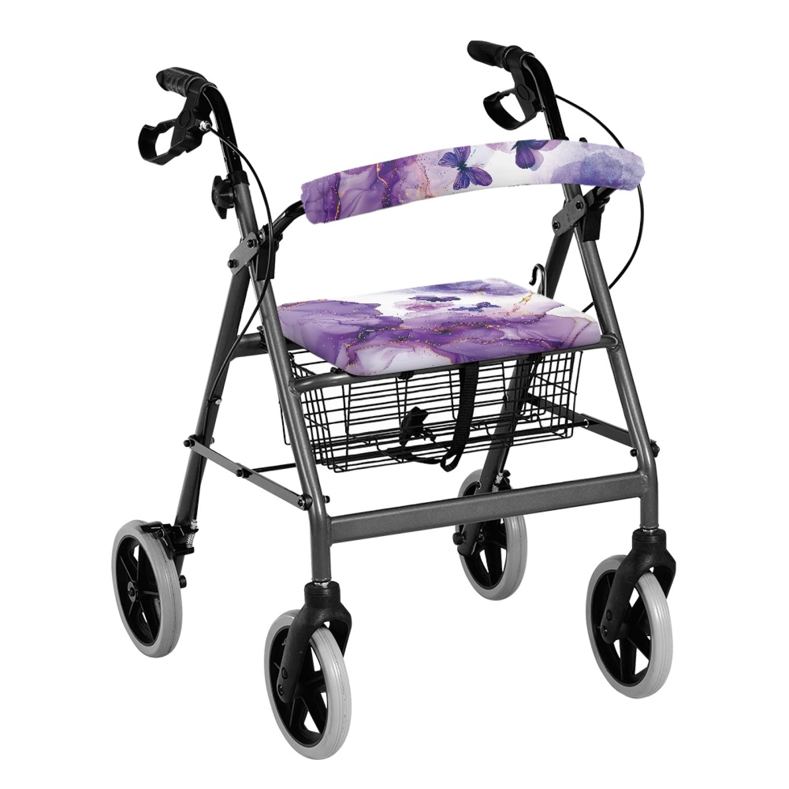 Jiueut Marble Print Rollator Seat Cushion Back Bar Cover Set for ...